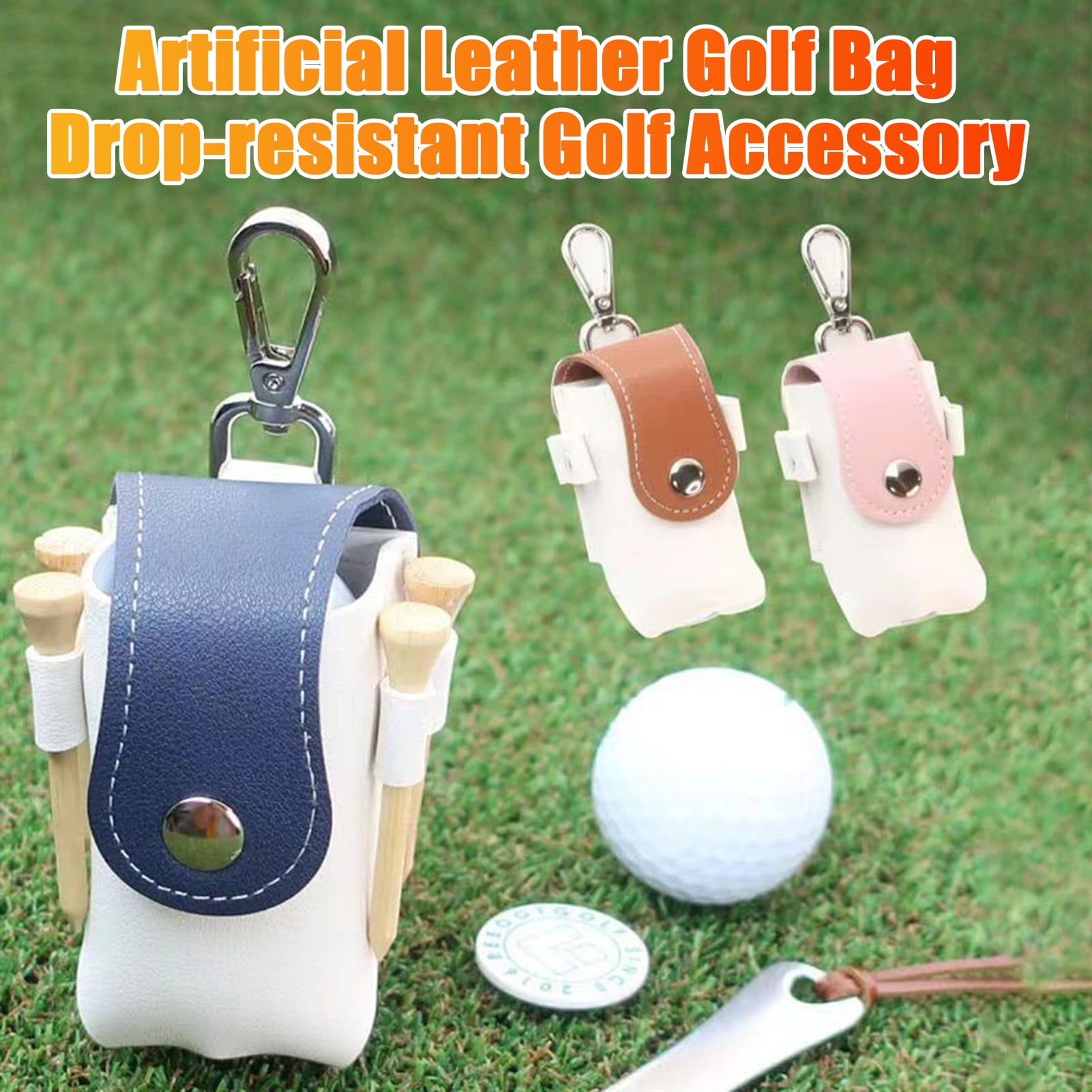 Callipe 2Pcs Golf Ball Bags Faux Leather Golf Ball Pouch Outdoor ...