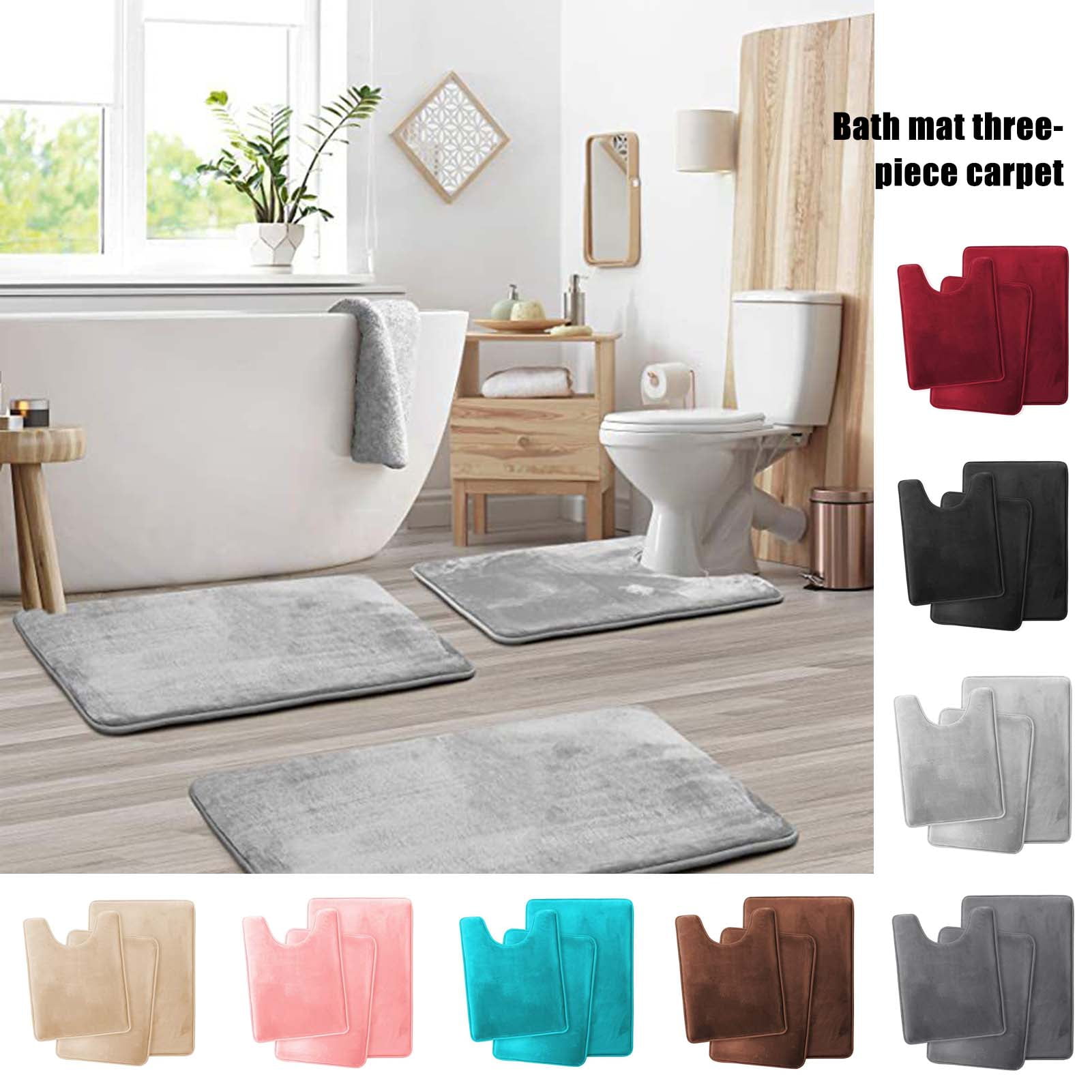 Callipe 3-Piece Bath Mat Set Absorbent Quick-Drying Bathroom Rugs U ...