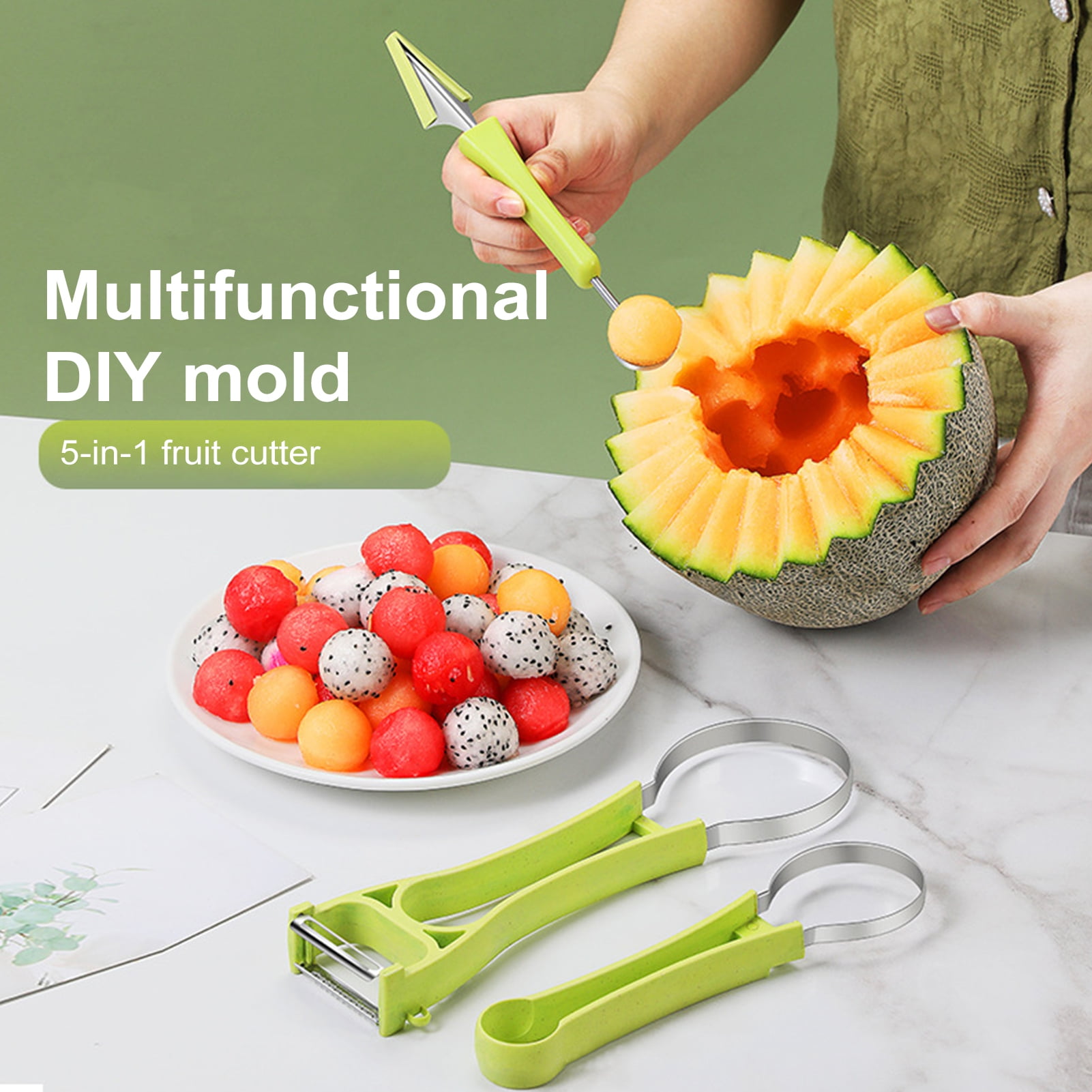 Callipe 3-in-1 Watermelon Cutter Stainless Steel Fruit Ball Scooper ...