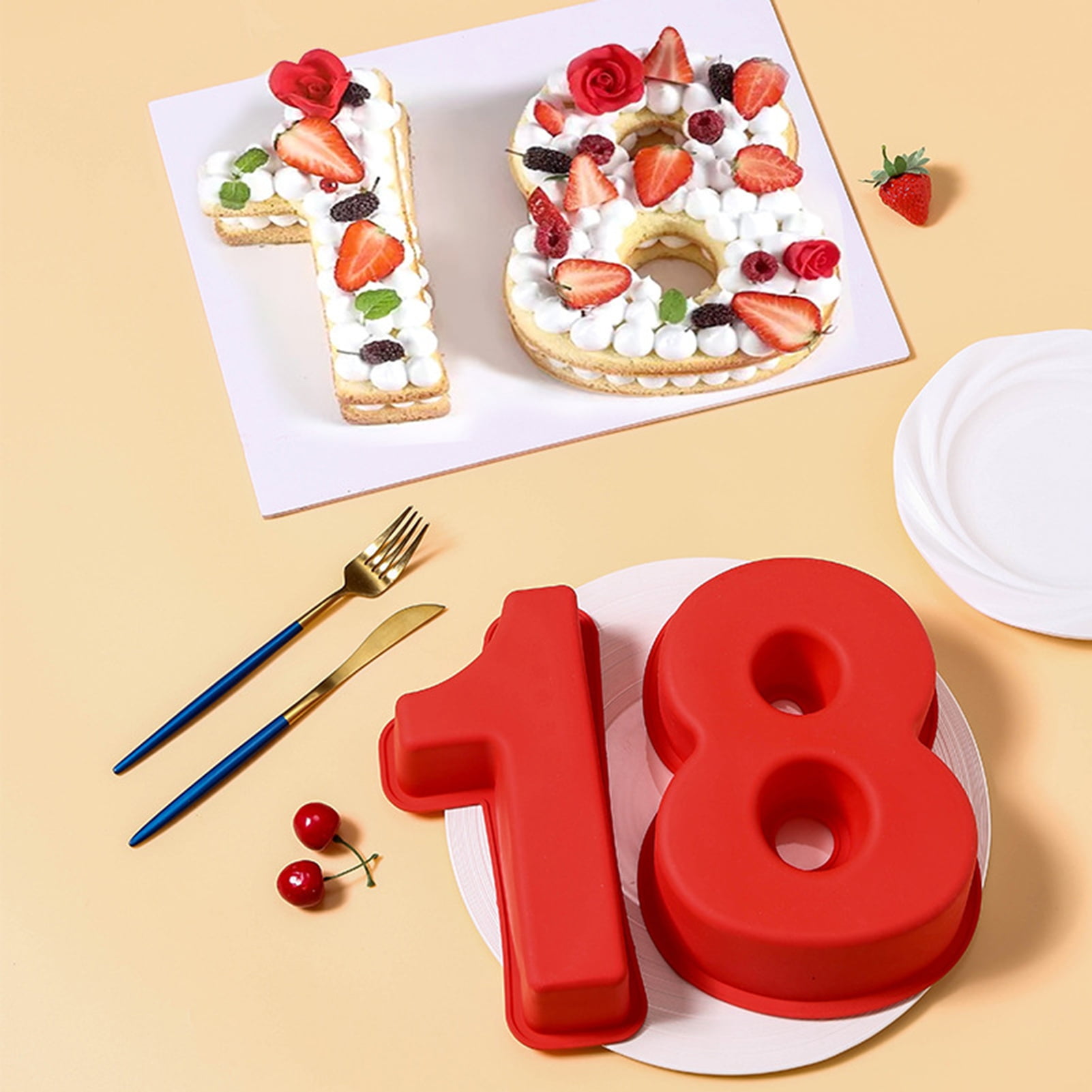 Callipe 3D Digital Cake Mold Silicone Nonstick Number Cake Pan for ...