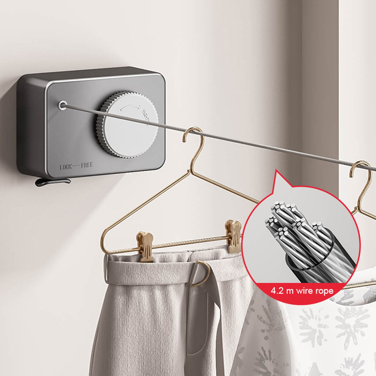 Callipe 4.2M Wall Mount Retractable Clothesline Adjustable Retracting ...