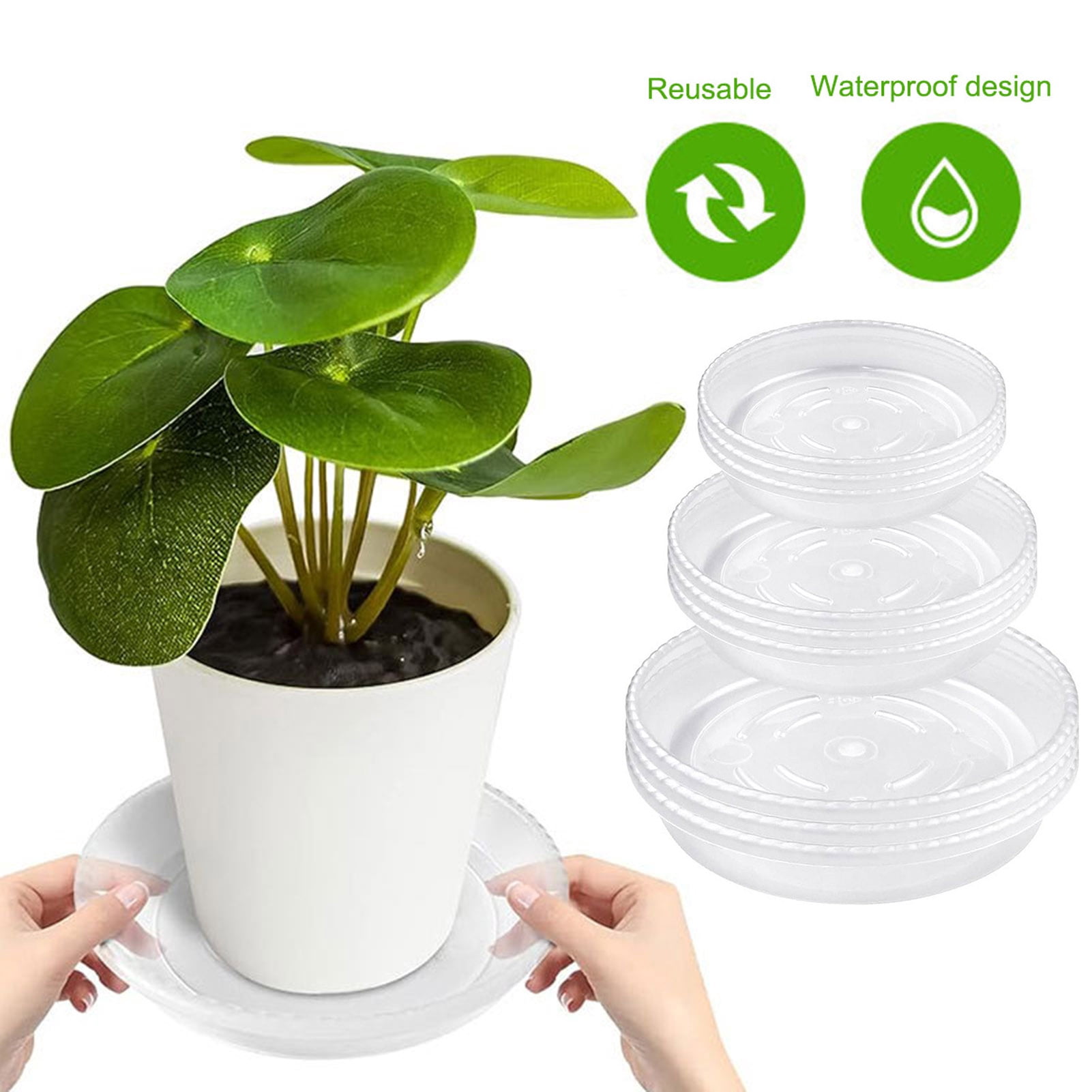Callipe 4 Pcs Plant Saucers Clear Round Plants Flower Pot Tray Reusable ...
