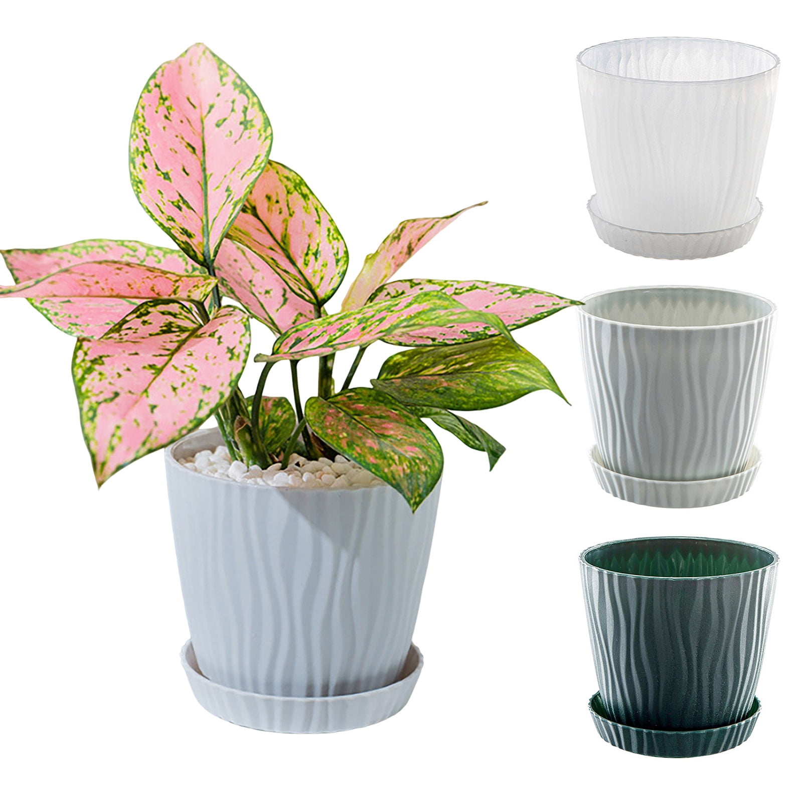 Callipe 5 Pcs Flowerpot Lightweight Plastic Plant Pots with Drainage ...