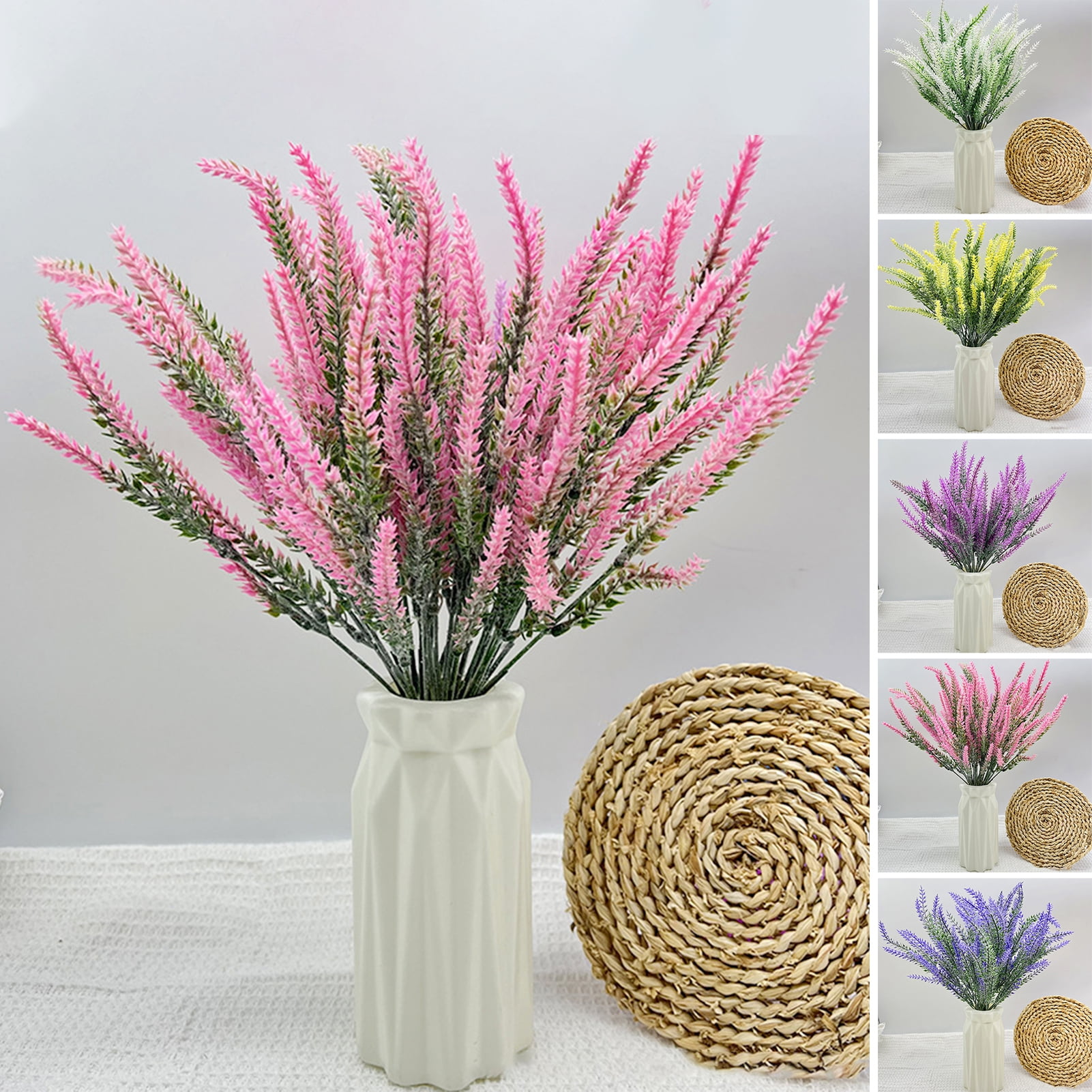 Callipe 5Pcs Artificial Lavender 5 Fork Realistic Plastic Flower ...