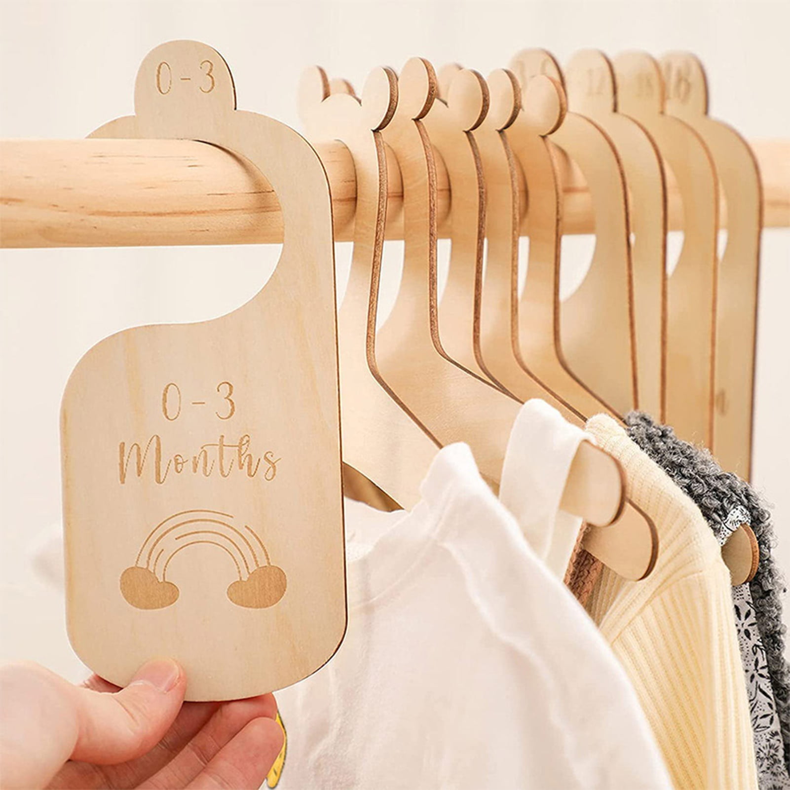 Callipe 7/8 Pcs Baby Wardrobe Dividers Closet Wooden Baby Garment Size ...