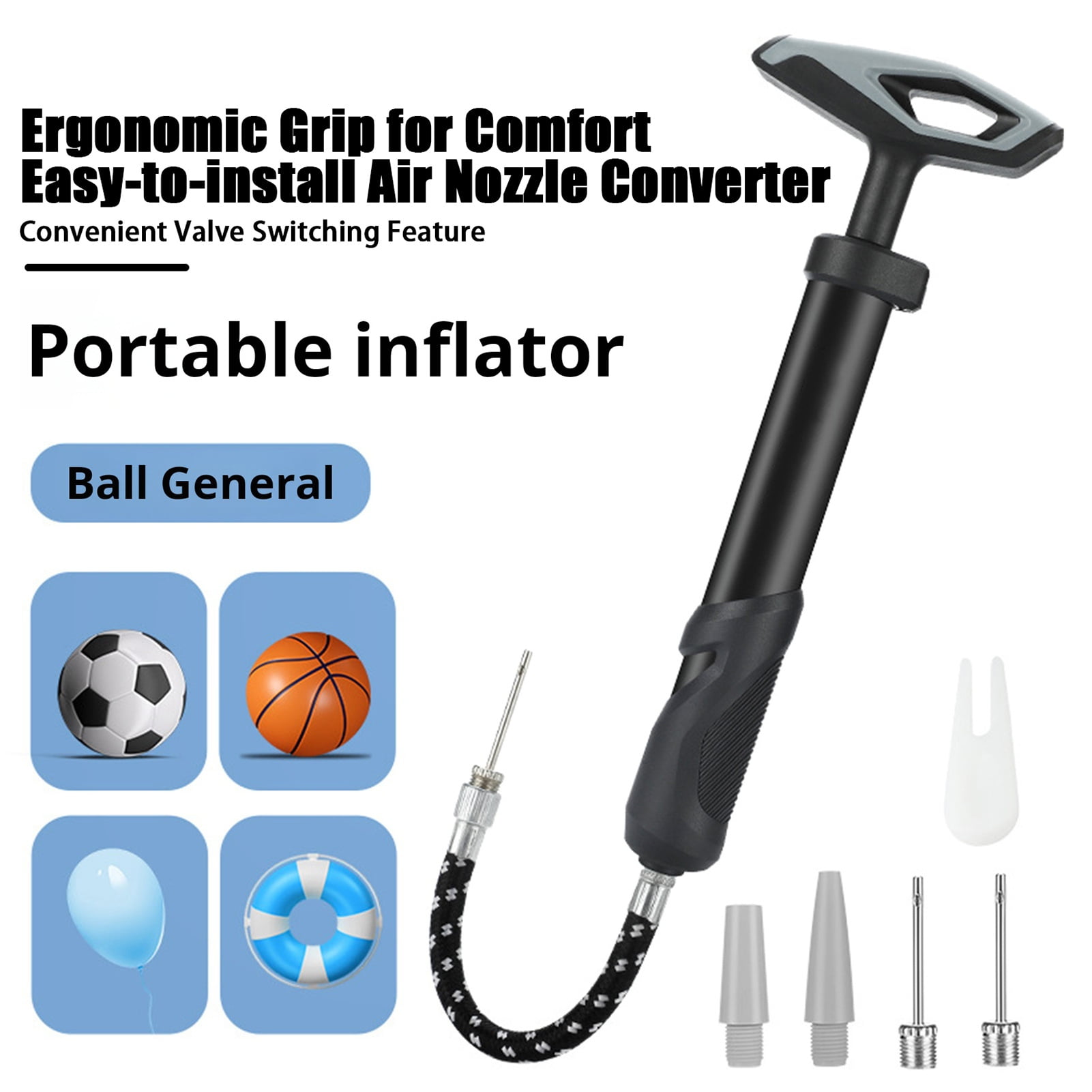 Callipe Ball Pump Sports Ball Pump with Needles Nozzle Extension Hose ...