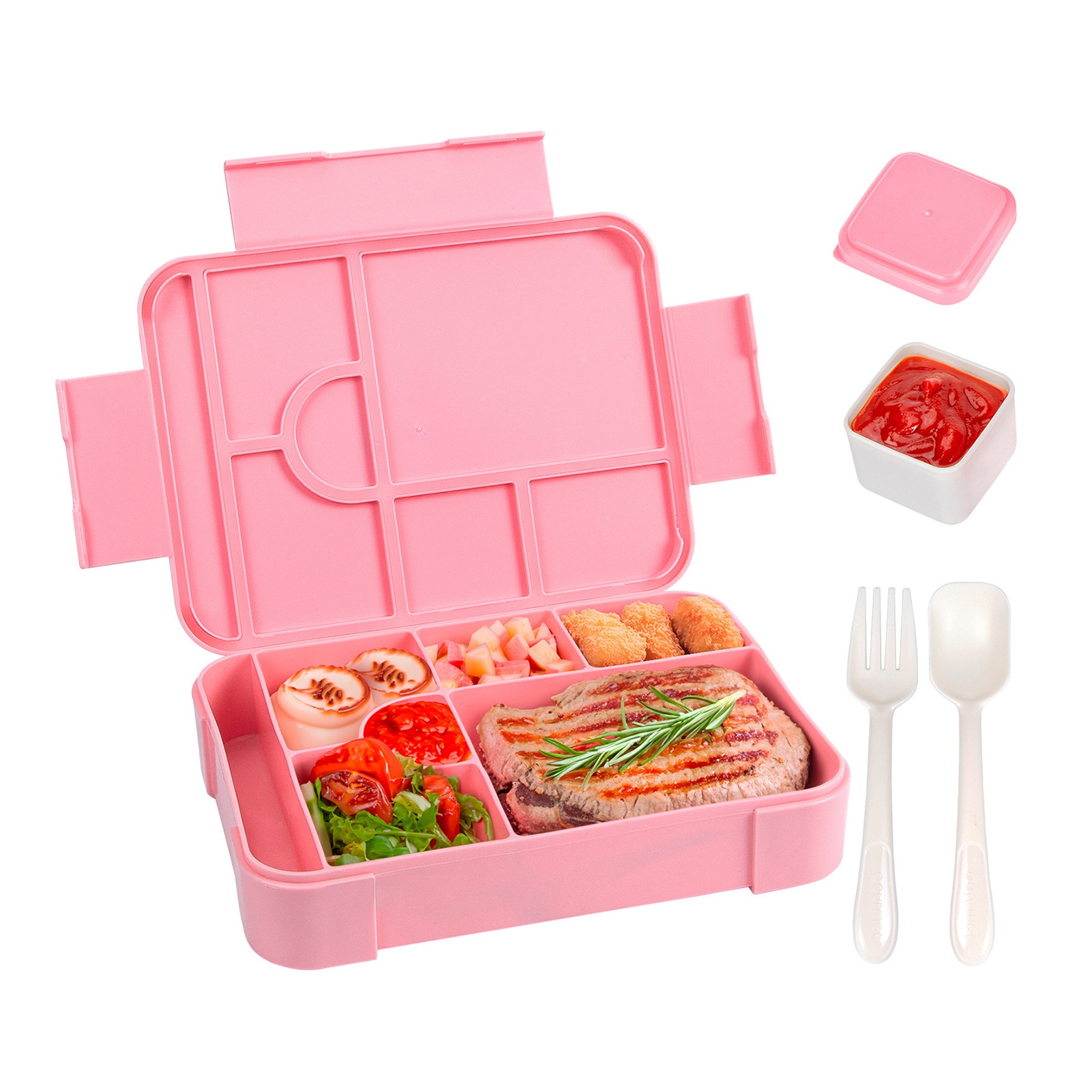 Callipe Bento Lunch Box Leak Proof 6-Compartment Lunch Box with Spoon ...