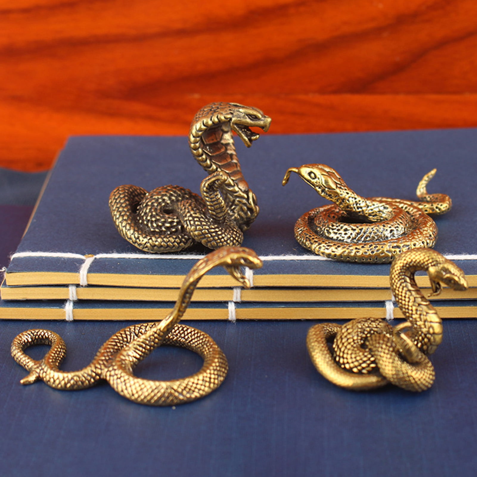 Callipe Brass Snake Figurine Retro Snake Statue with Detailed Scales ...