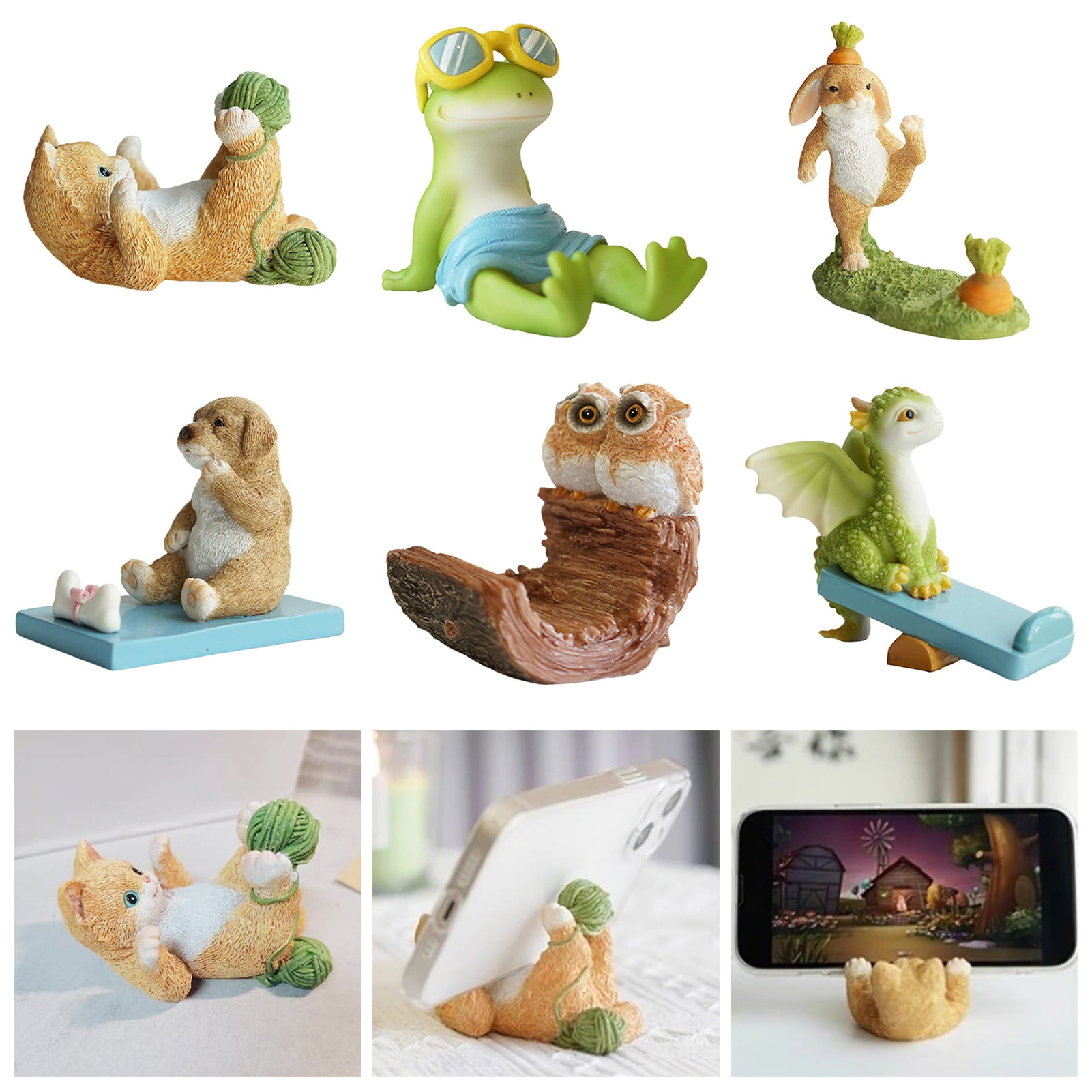 Callipe Cartoon Animal Cell Phone Holder Cat Frog Bunny Dog Owl Dragon ...