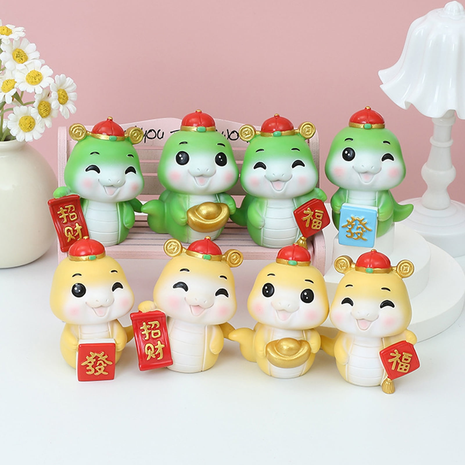 Callipe Chinese Zodiac Snake Figurine Resin Hand-Painted Snake Ornament ...