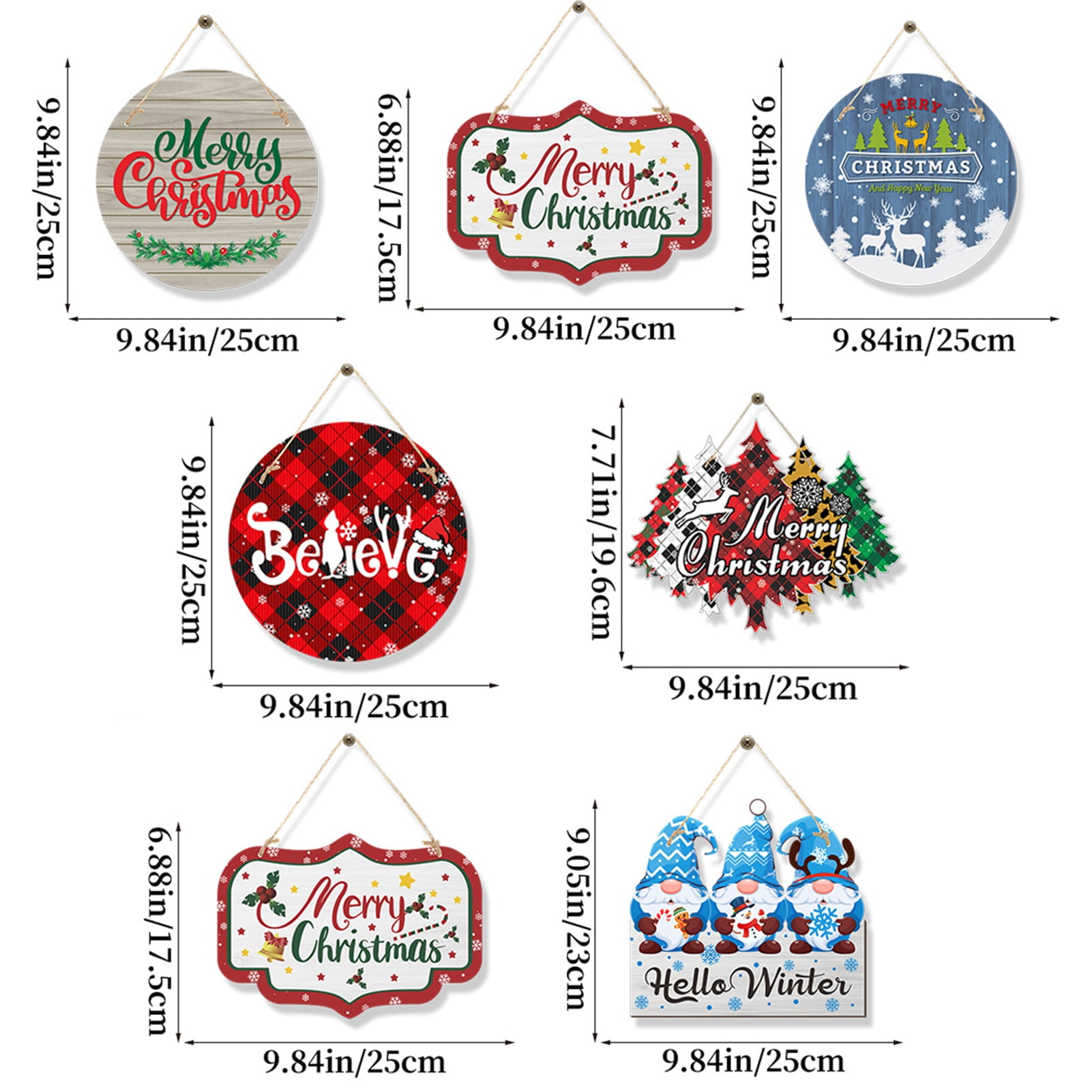 Callipe Christmas Paper Door Sign Gnome Tree Elk Pattern Indoor Outdoor ...