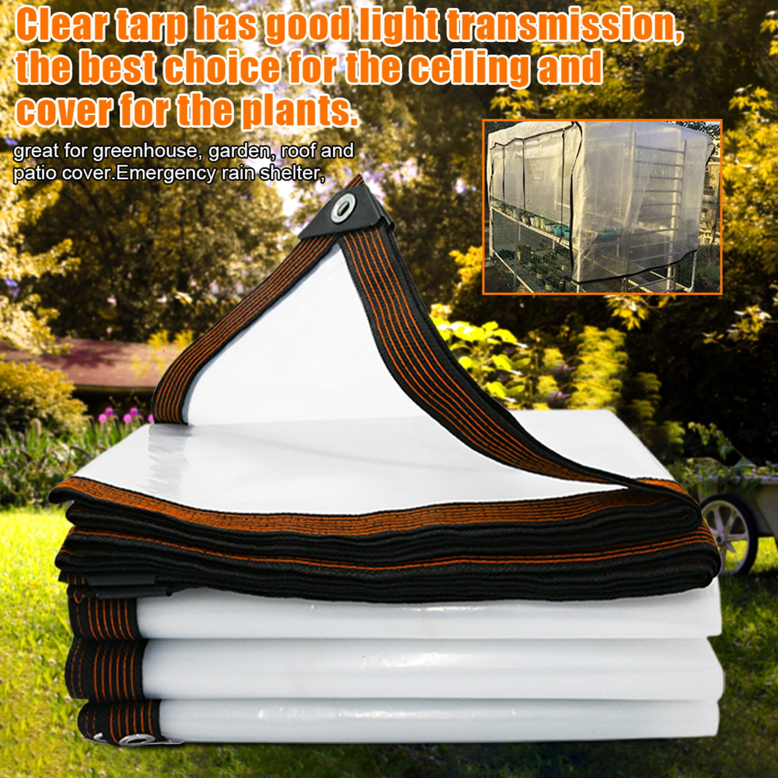 Callipe Clear Tarpaulin Outdoor Garden Rainproof Covering with Rope ...