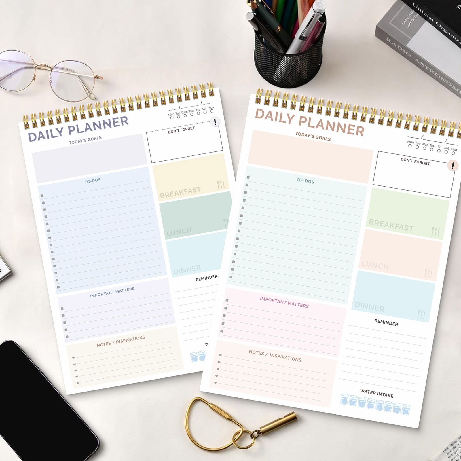 Callipe Daily Planner with Double-Coil Binding Students Office Workers ...