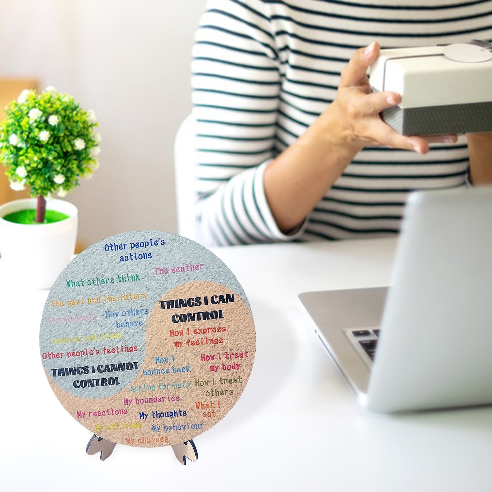 Callipe Feelings Wheel Wood Emotion Regulation Chart with Stand Mental ...