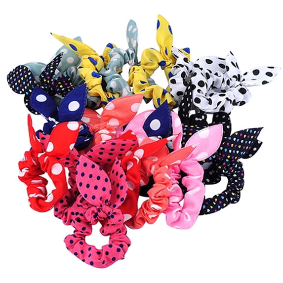 Callipe Girl Fashion Polka Dot Rabbit Ears Decor Hair Rope Band ...