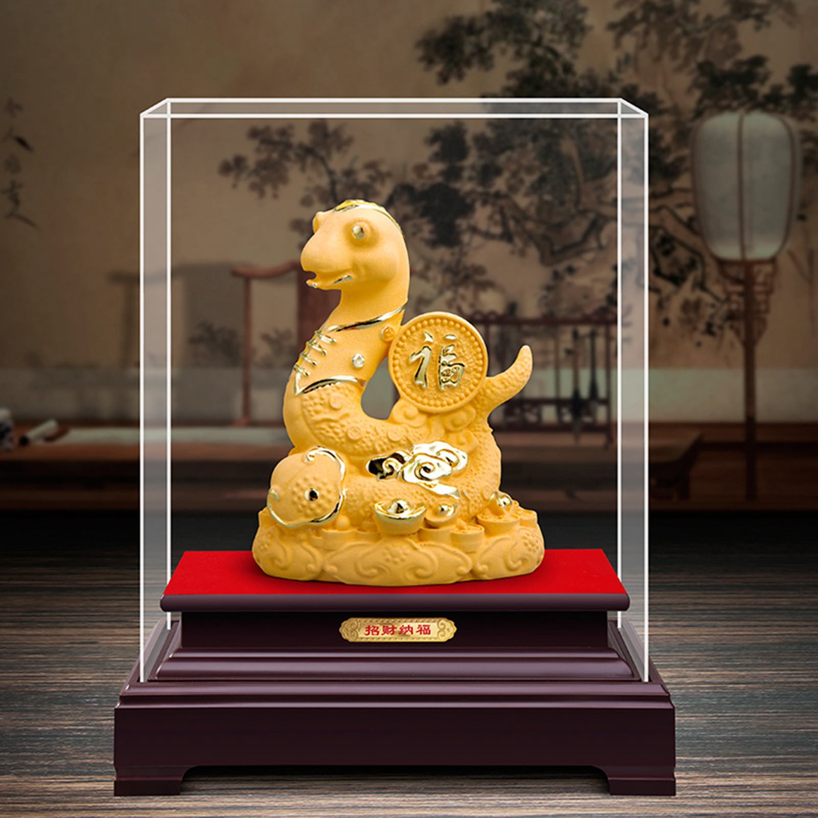 Callipe Golden Snake Sculpture Year of The Snake Tabletop Ornament Good ...