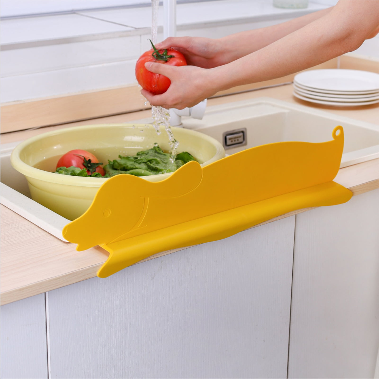 Callipe Kitchen Sink Splash Guard with 4 Suction Cups Puppy Shape Dish ...