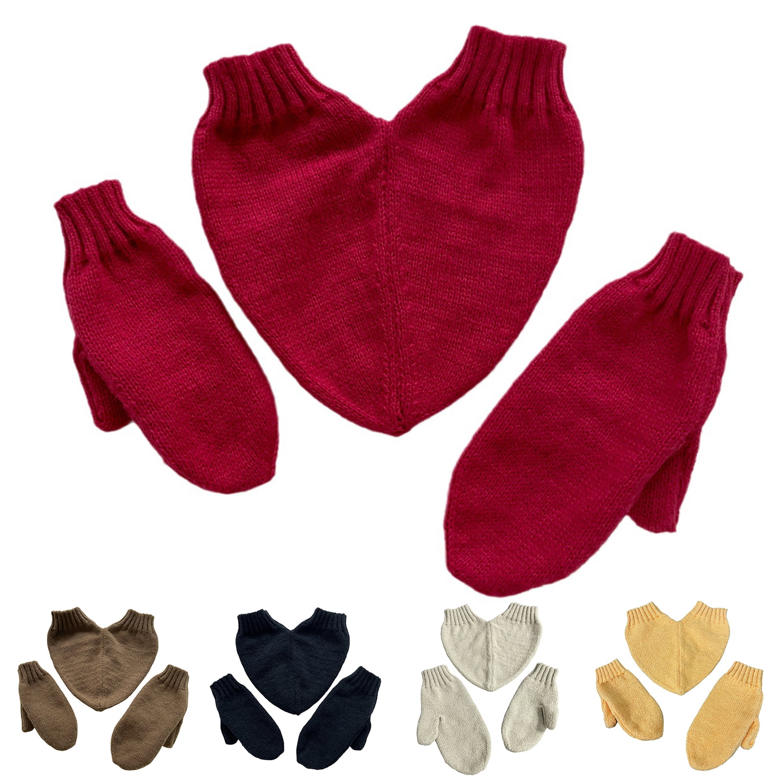 Callipe Knitted Wool Gloves 1 Set Warm Knitted Wool Couple Gloves Thick ...