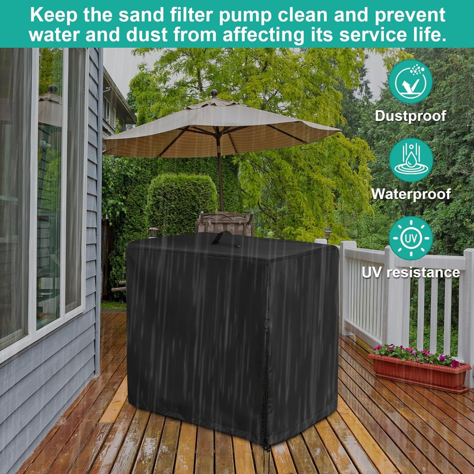 Callipe Pool Sand Filter Pump Cover Adjustable Waterproof Oxford Cloth ...
