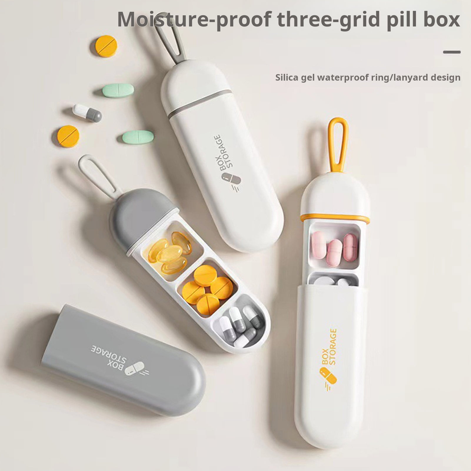 Callipe Portable Pill Storage Box 3 Grids Design Waterproof Compact ...