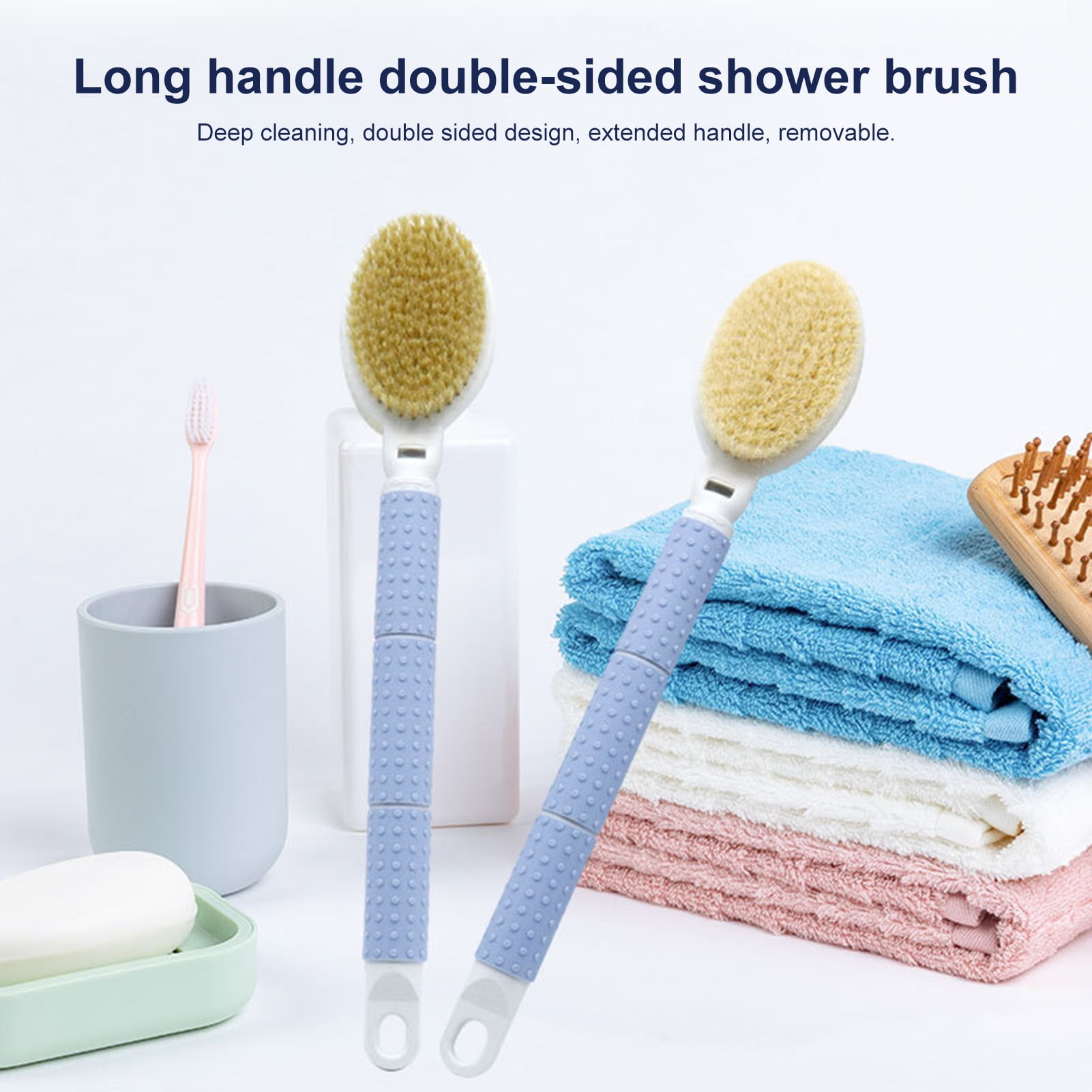 Callipe Retractable Shower Brush Double-Sided Exfoliation Telescopic ...