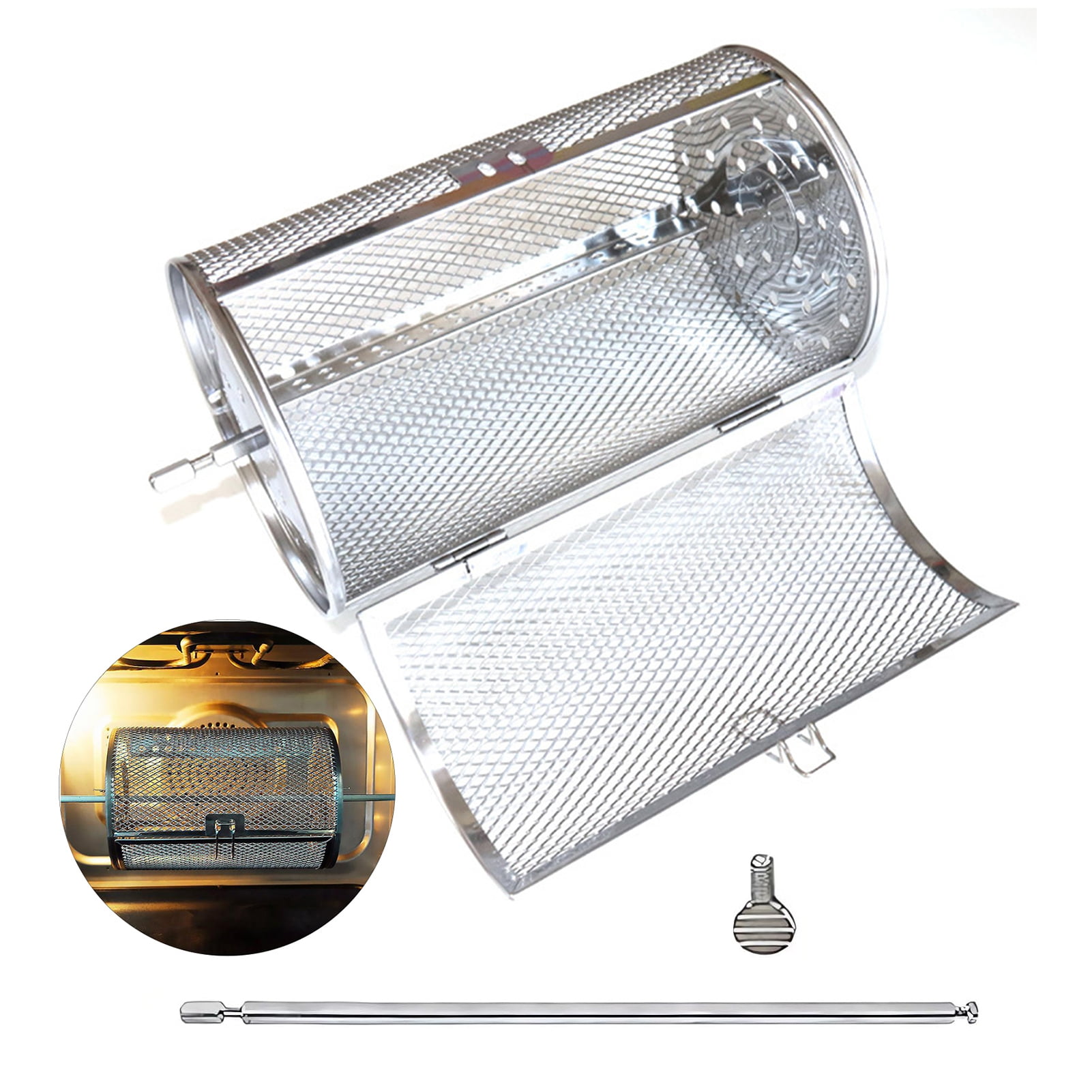 Callipe Stainless Steel Rotating Grill Basket Set for Outdoor Grilling ...