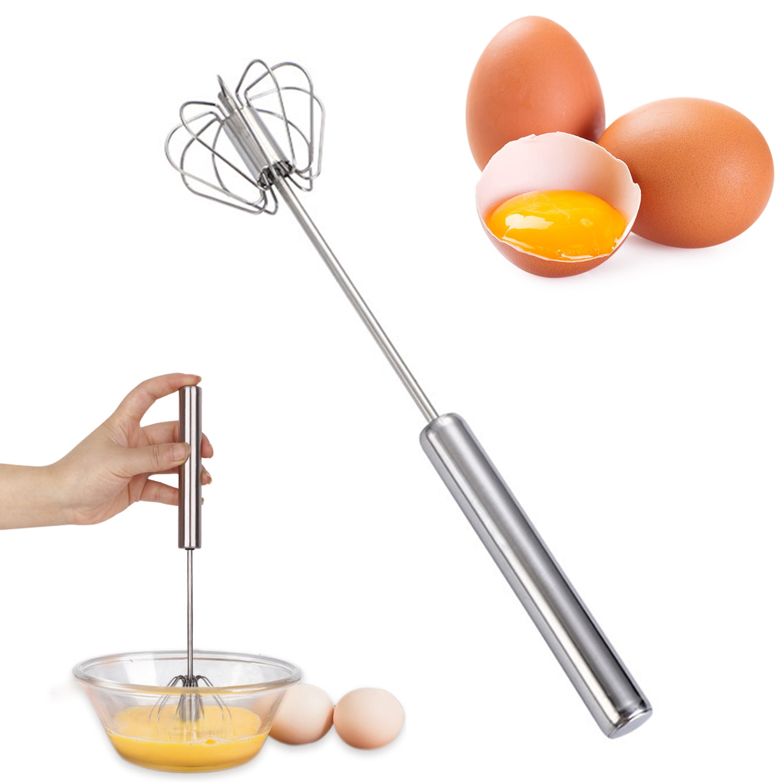 Callipe Stainless Steel Semi-Automatic Egg Beater Whisk Non-Stick Hand ...