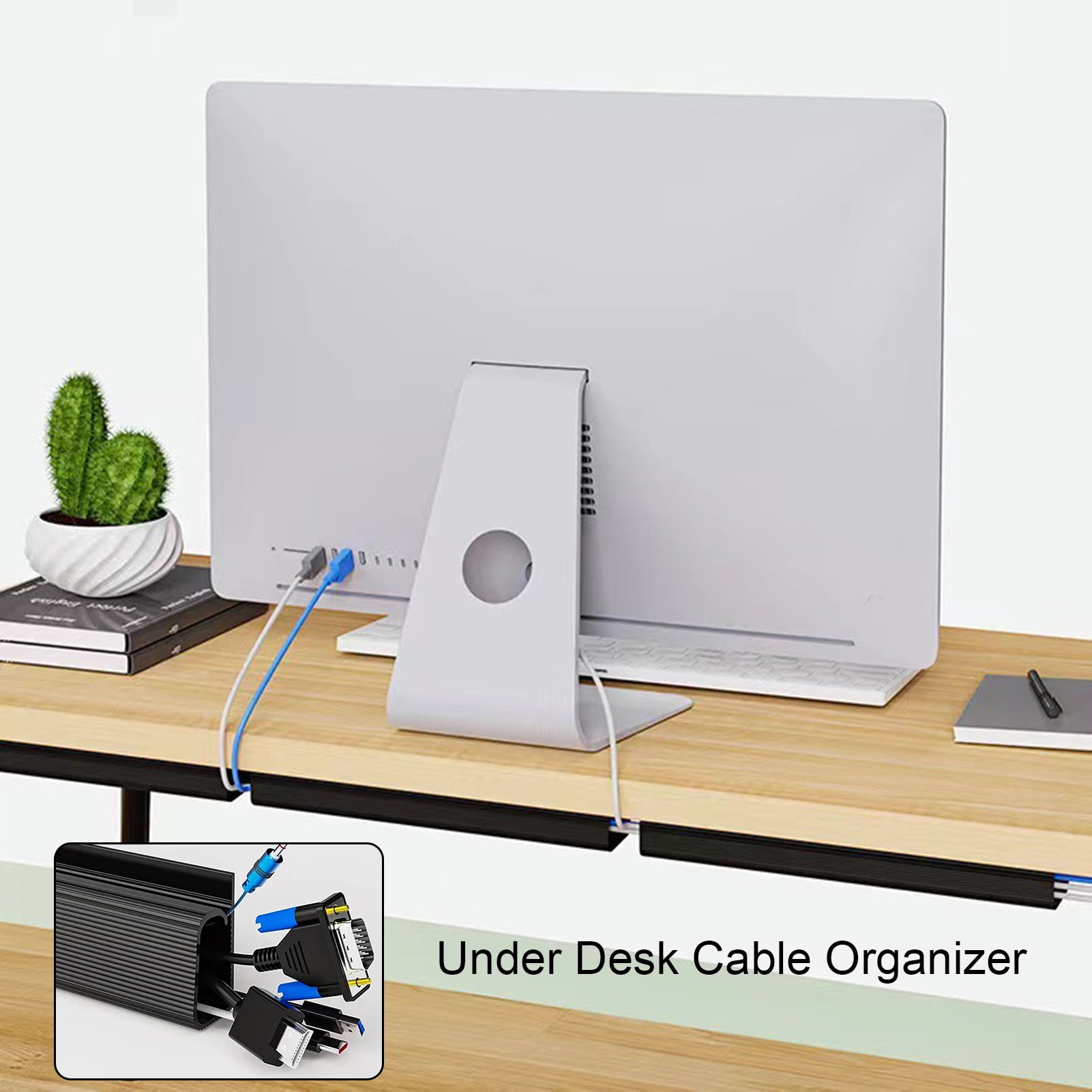 Callipe Under-Desk Cable Management Slot Self Adhesive No Drilling Desk ...