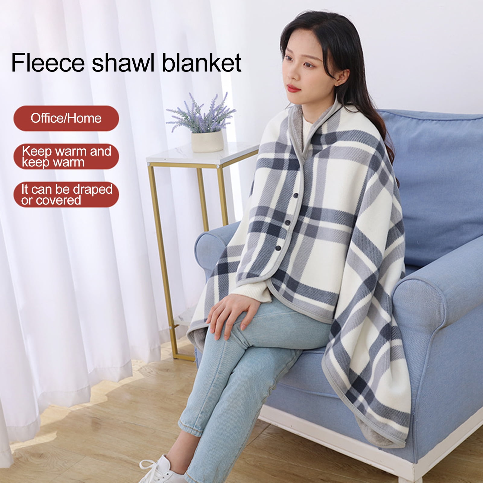 Callipe Wearable Quilt Shawl Blanket Office Home Bed Sofa Travel Throw ...
