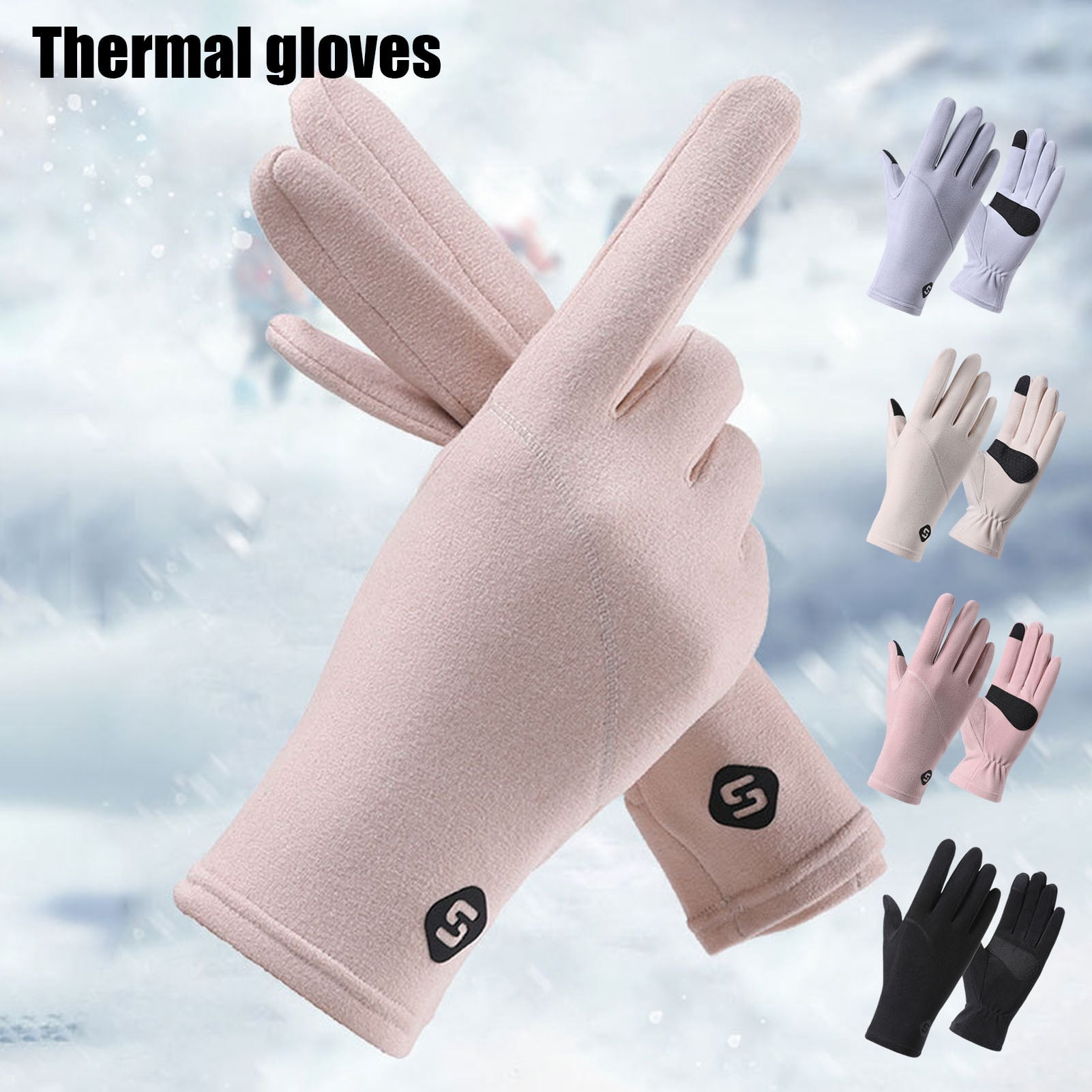 Callipe Winter Thermal Gloves Windproof Velvet Snow Gloves with Cold ...