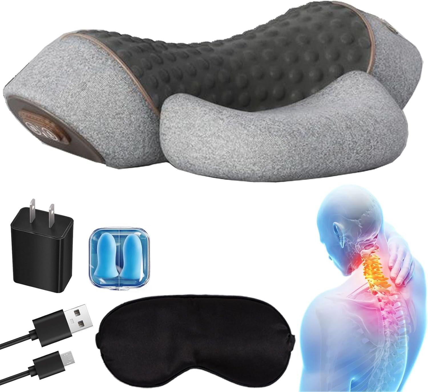 Neck travel pillow 2025,3-in-1 Neck Massager Pillow with Heating ...