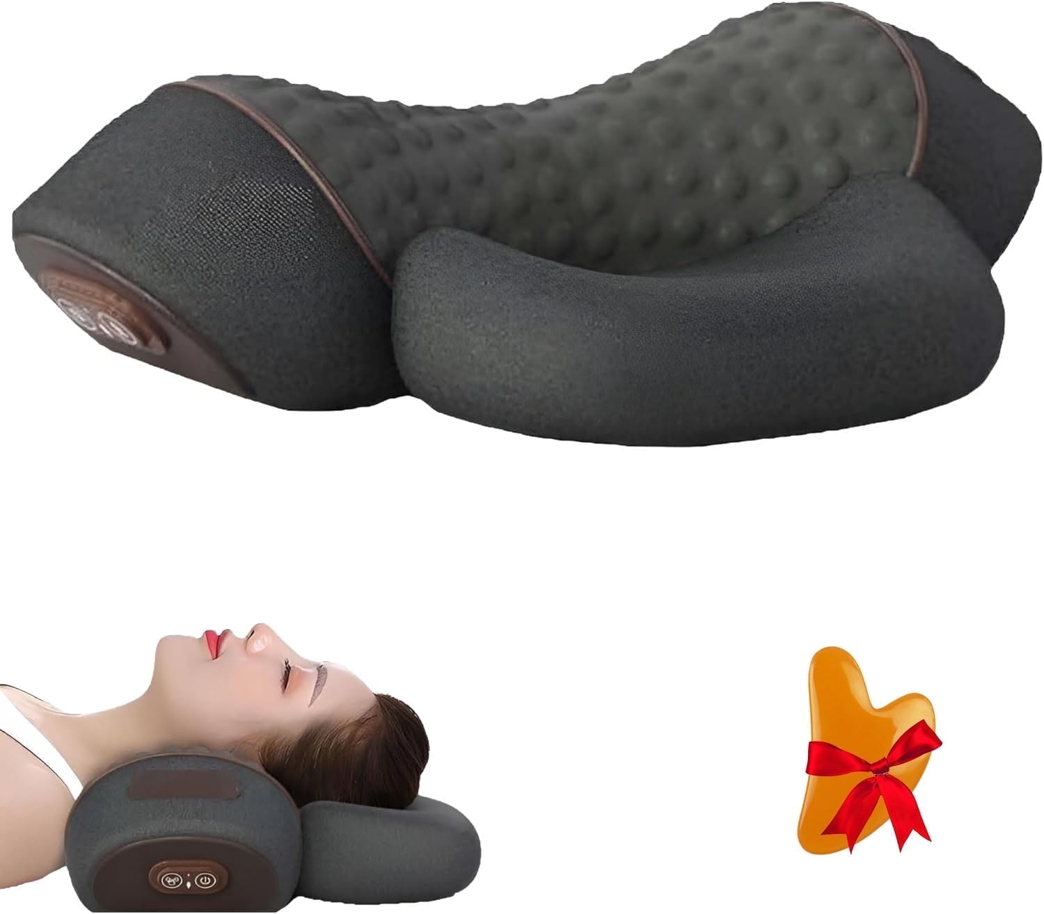 3-in-1 Heated Neck Massage Pillow | Memory Foam Cervical Support ...