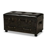 Callum Modern Transitional Faux Leather Upholstered 2-Drawer Storage ...