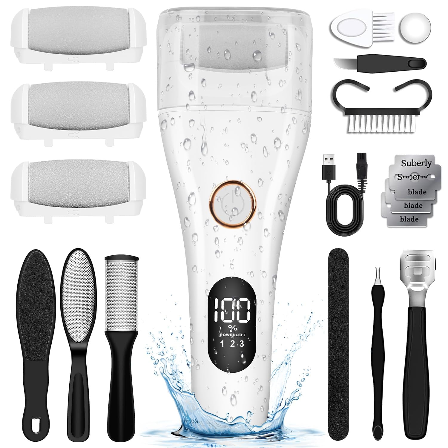 Callus Remover for Feet, Electric Foot Scrubber with Larger Grinder&LCD ...