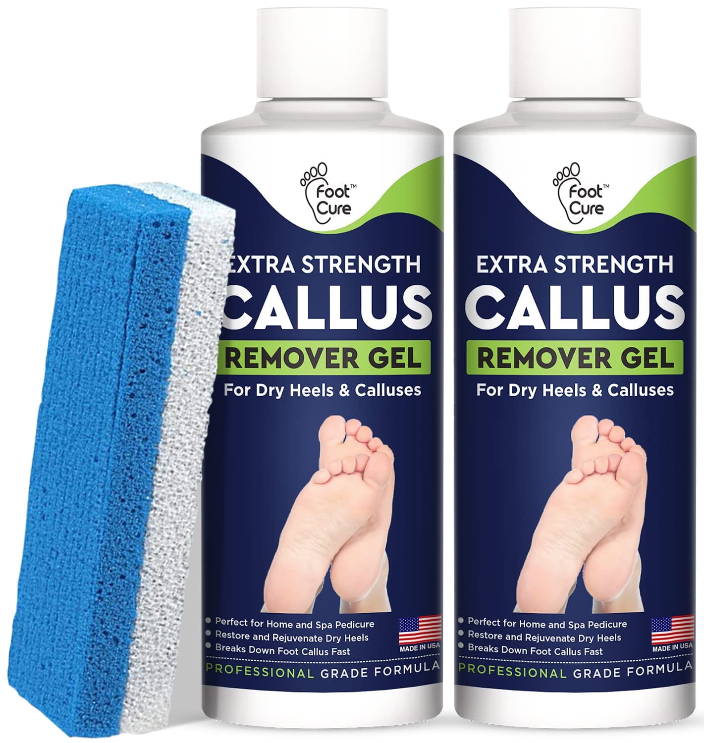 Callus Remover for Feet with Extra Strength Gel & Foot Pumice Stone Set ...