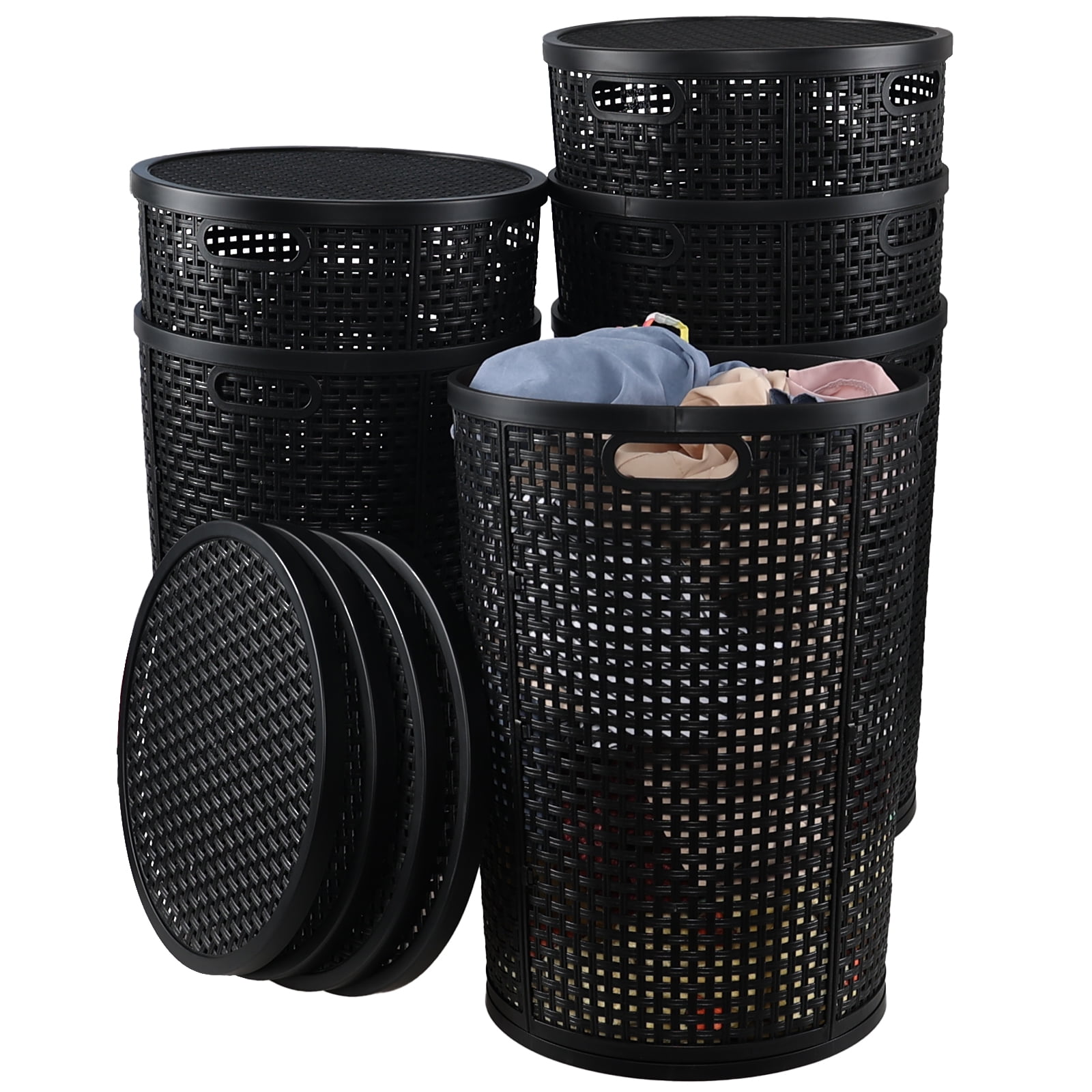 Callyne 50 L Large Plastic Laundry Hamper with Lid, 20.31 Inch Tall ...