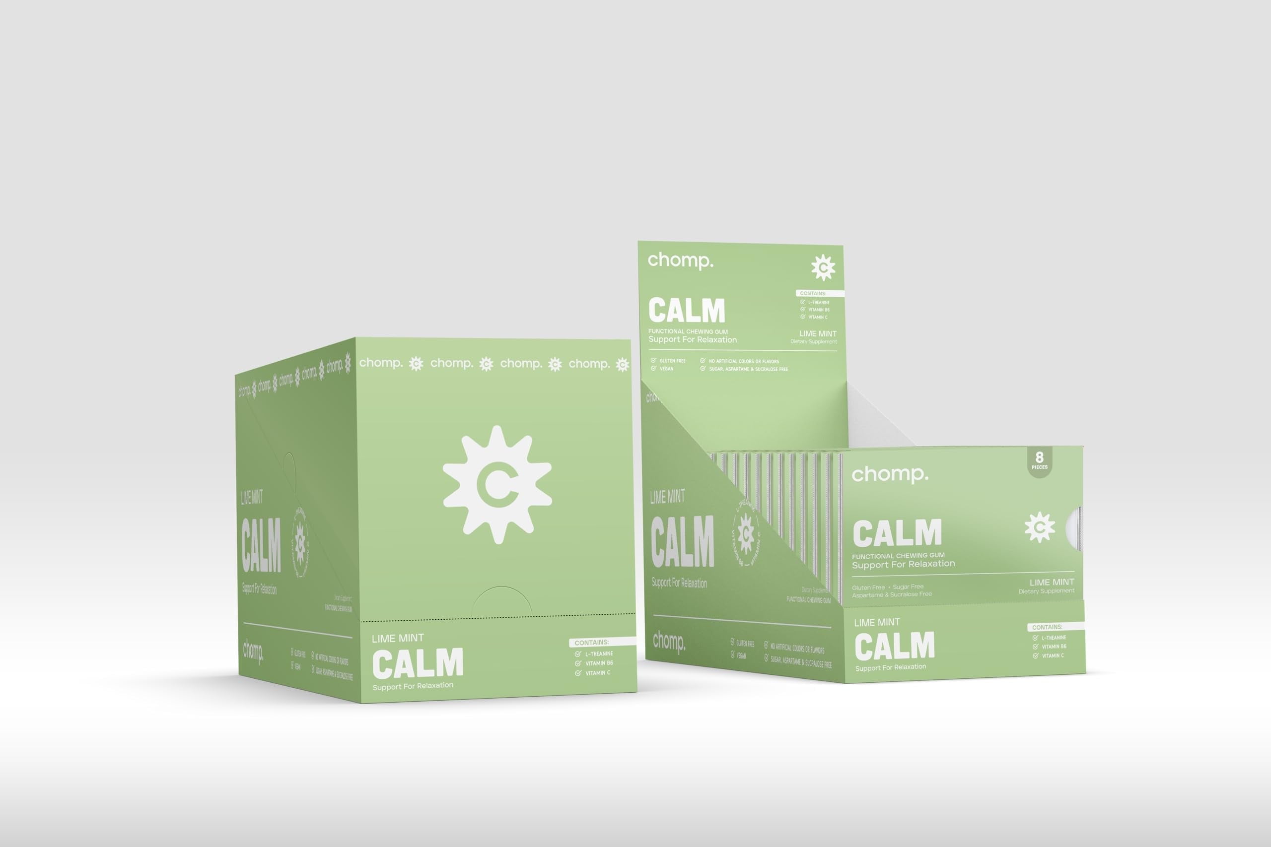 Calm 12 packs – Chomp Gums - Healthy Chewing Gum – L-Theanine + Vitamin ...