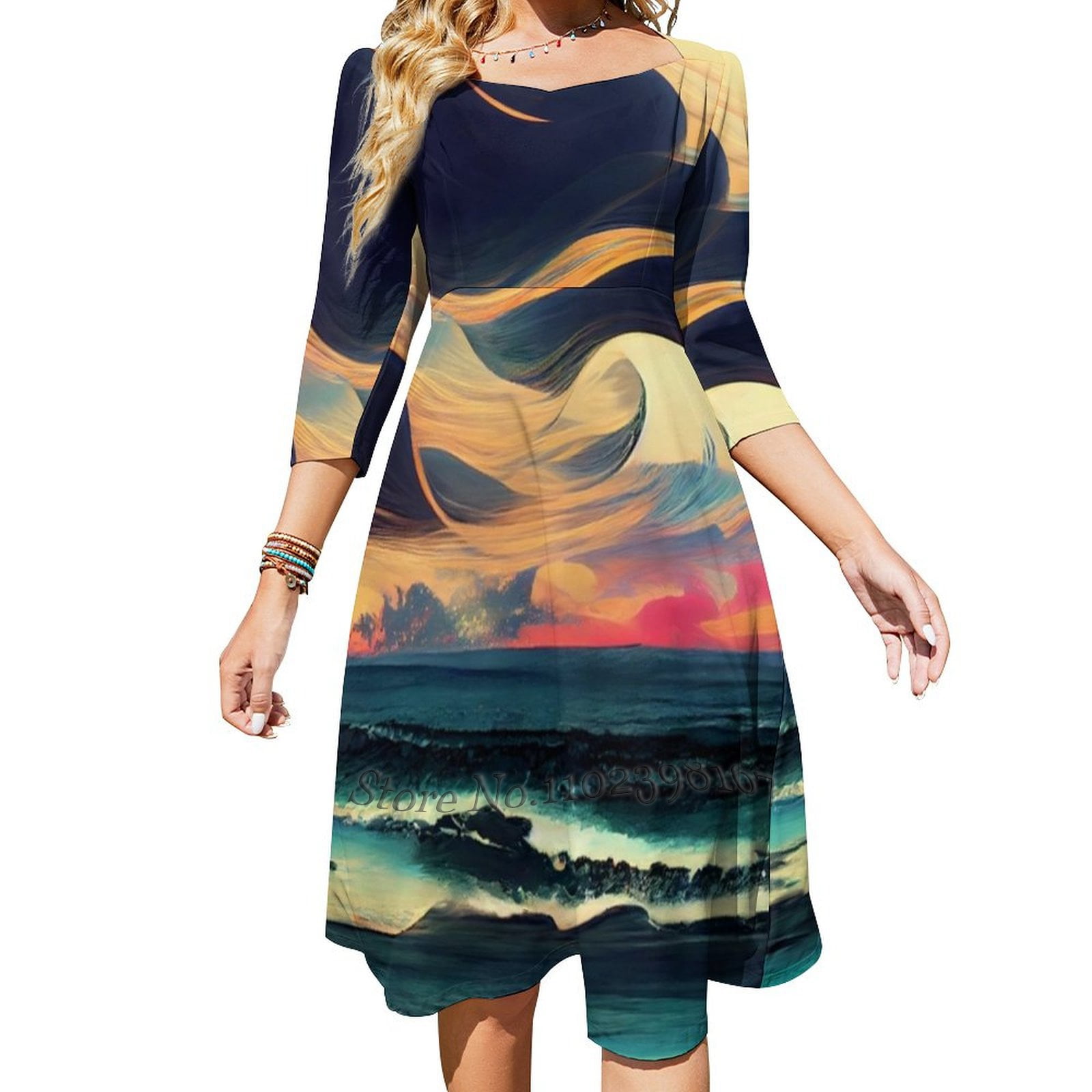 Calm Before The Sweetheart Knot Flared Dress Fashion Design Large Size ...