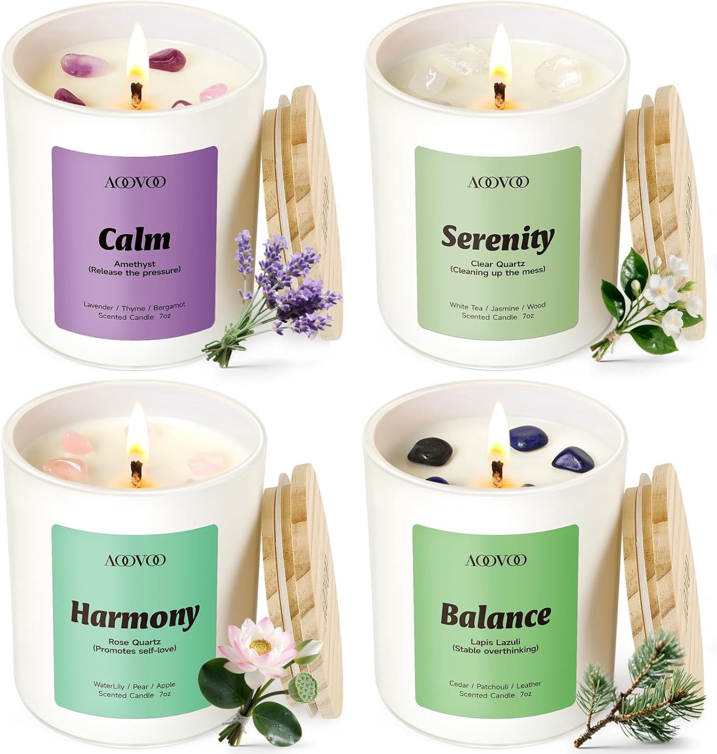 Calm Candles Set for Women - 4 Pack Candles for Home Scented, 28 oz 200 ...