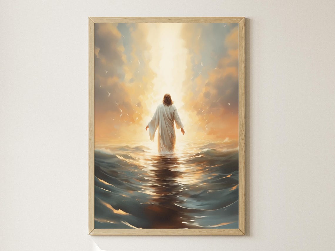 Calm Above Chaos, Jesus Walks On Water Print, Christian Artwork ...