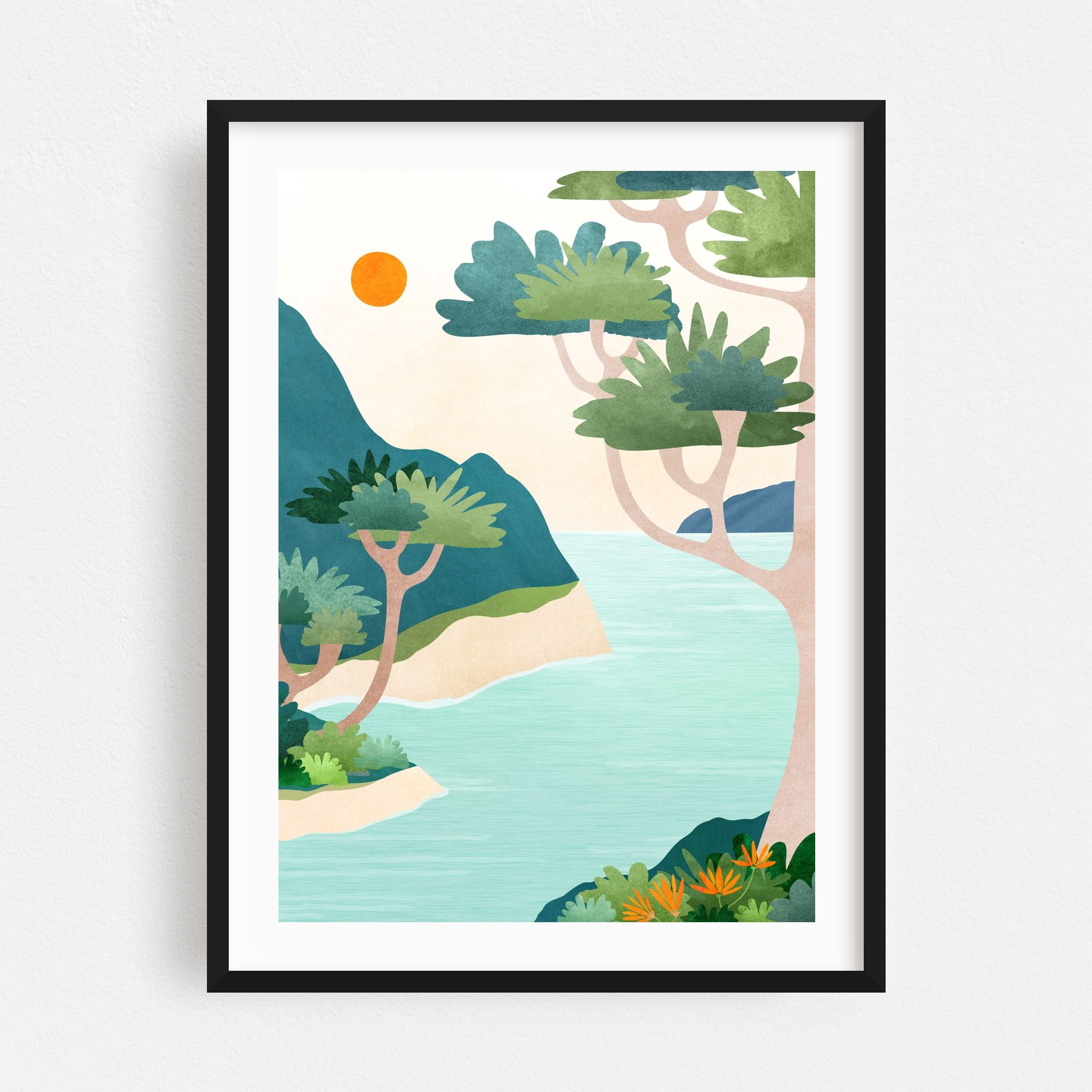 Calm Coast - Painting Abstract Nature Landscape Tropical Minimalist ...