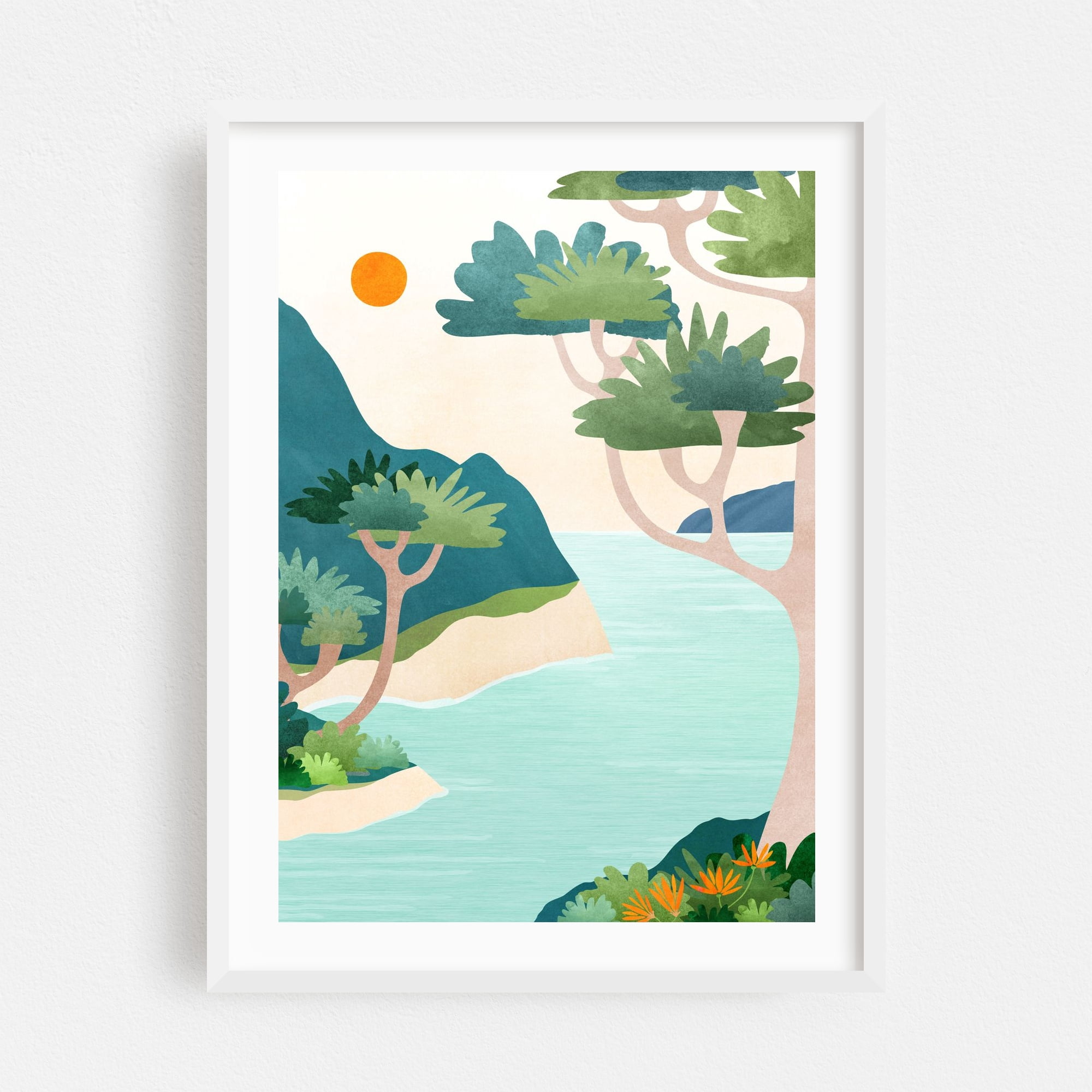 Calm Coast - Painting Abstract Nature Landscape Tropical Minimalist ...