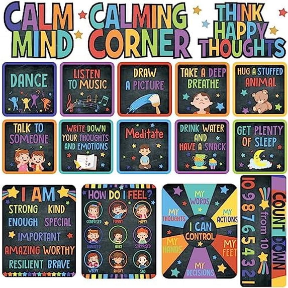 Calm Down Corner Bulletin Board Set for Classroom Decoration Feelings ...