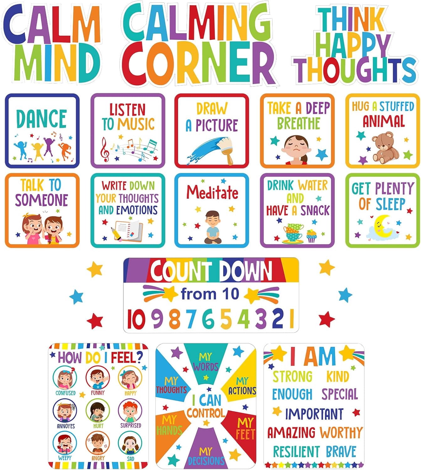 Calm Down Corner Bulletin Board Set for Classroom Decoration Feelings ...
