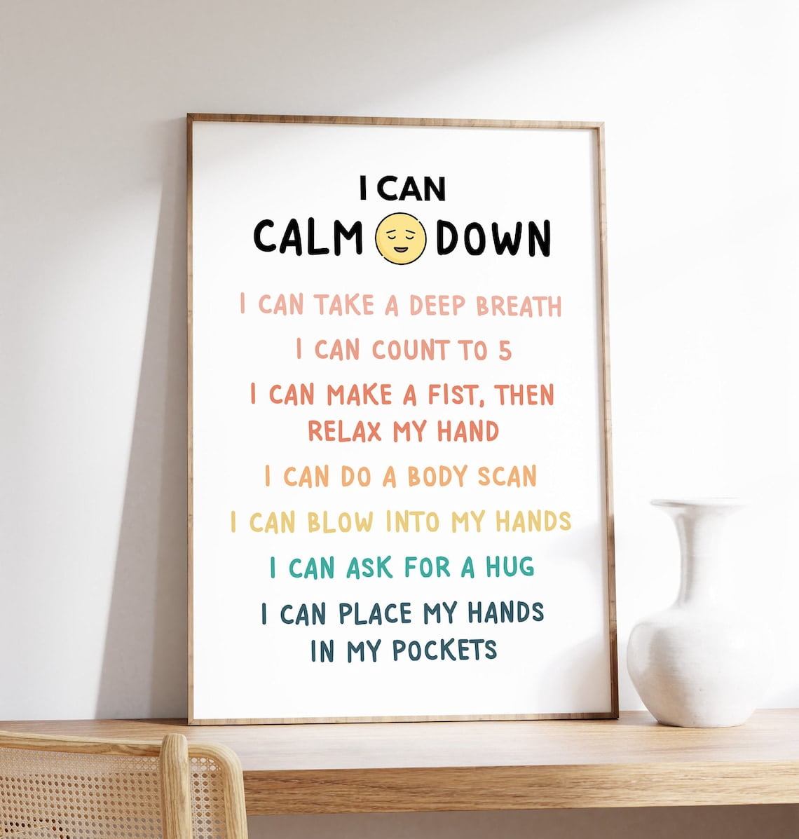 Calm Down Corner Poster Calming Techniques Chart, Stretched Canvas ...