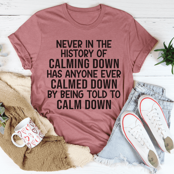 Calm Down Tee Black Heather S Peachy Sunday T-Shirt - Walmart.com
