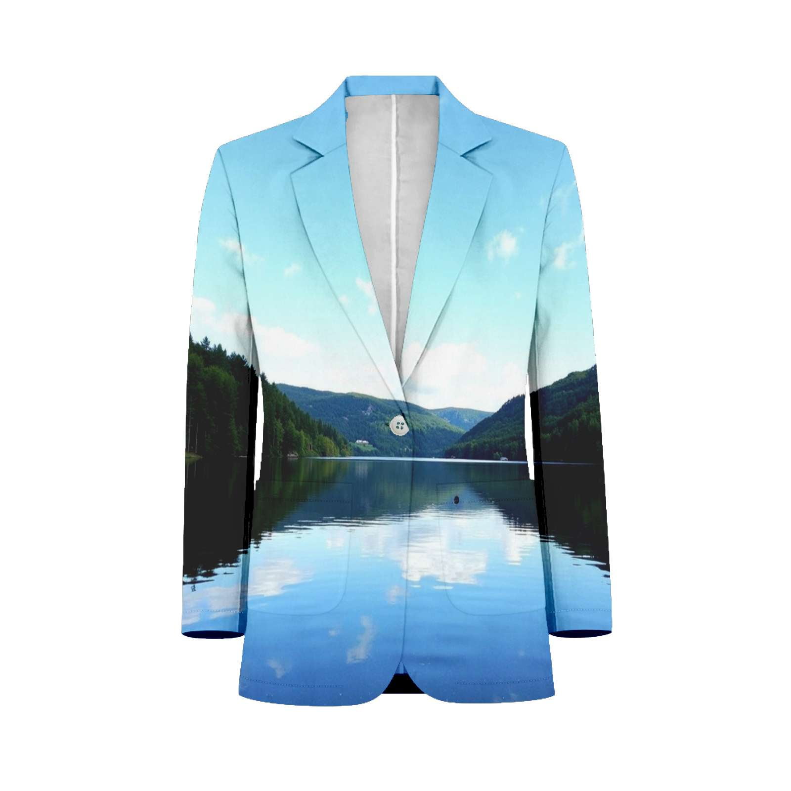 Calm Lake Reflecting Sky View Mens Suits Shawl Collar Slim Fit Suit ...