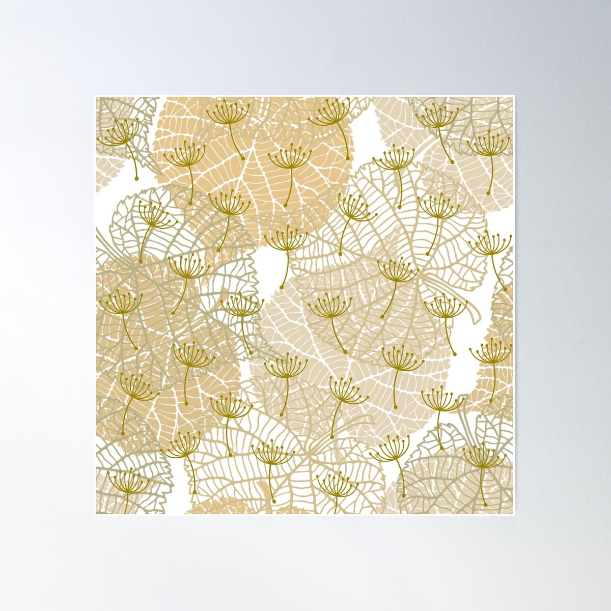 Calm Nature Pattern With Dandelions Poster Wall Art, Modern Wall Decor ...