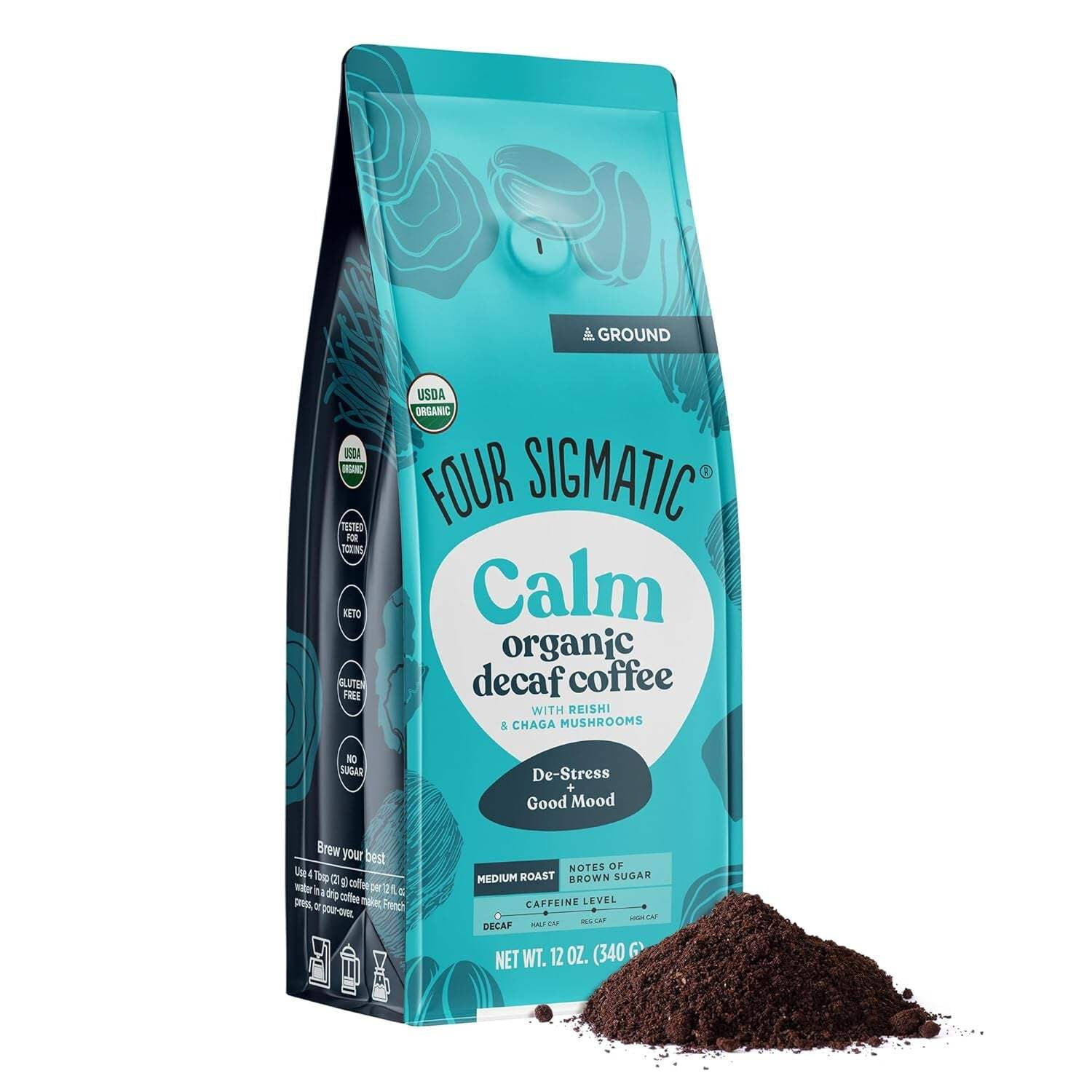 Calm Organic Decaf Coffee with Chaga Reishi for Breakroom - Walmart ...