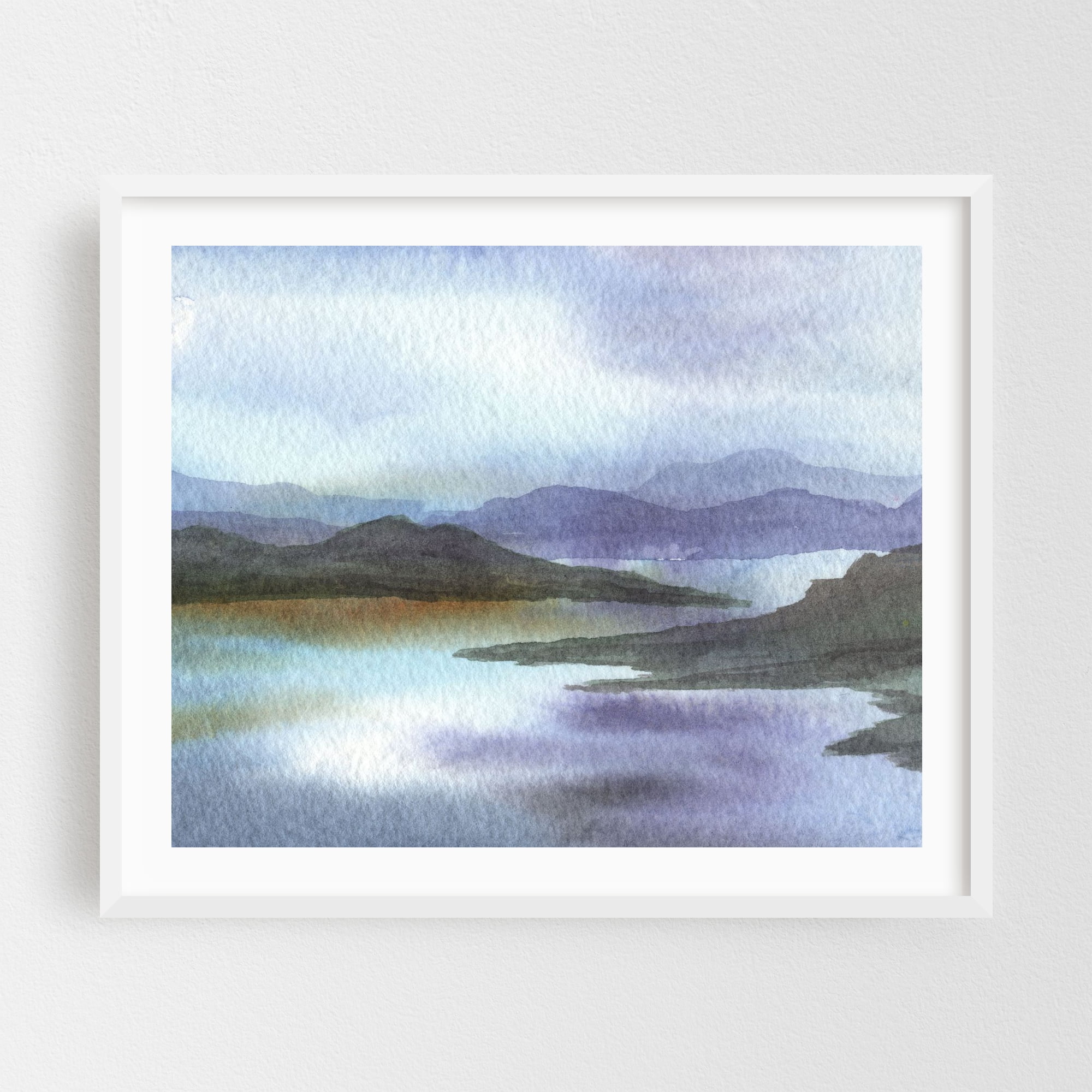 Calm Peaceful Waters Contemporary Watercolor Landscape - Painting ...